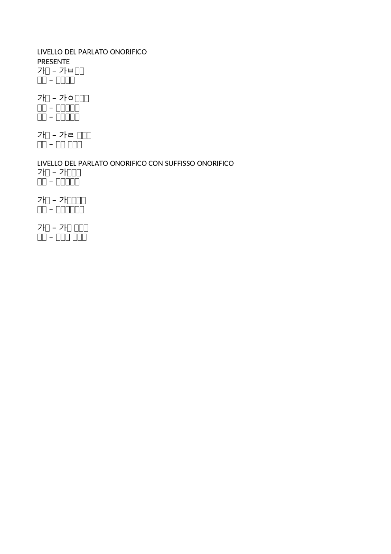Onorifico Grammatica Coreano 1 Triennale Docsity