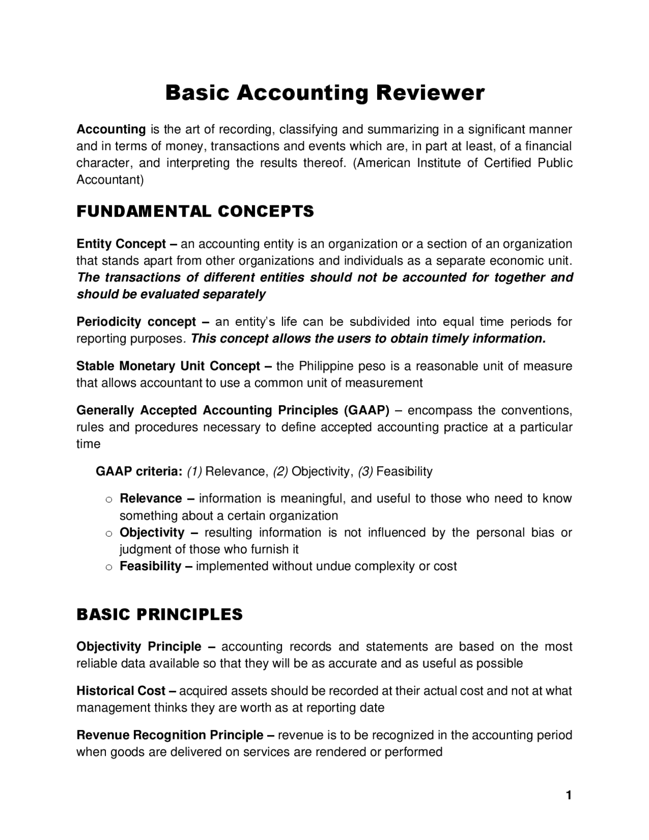 Basic accounting reviewer - Docsity