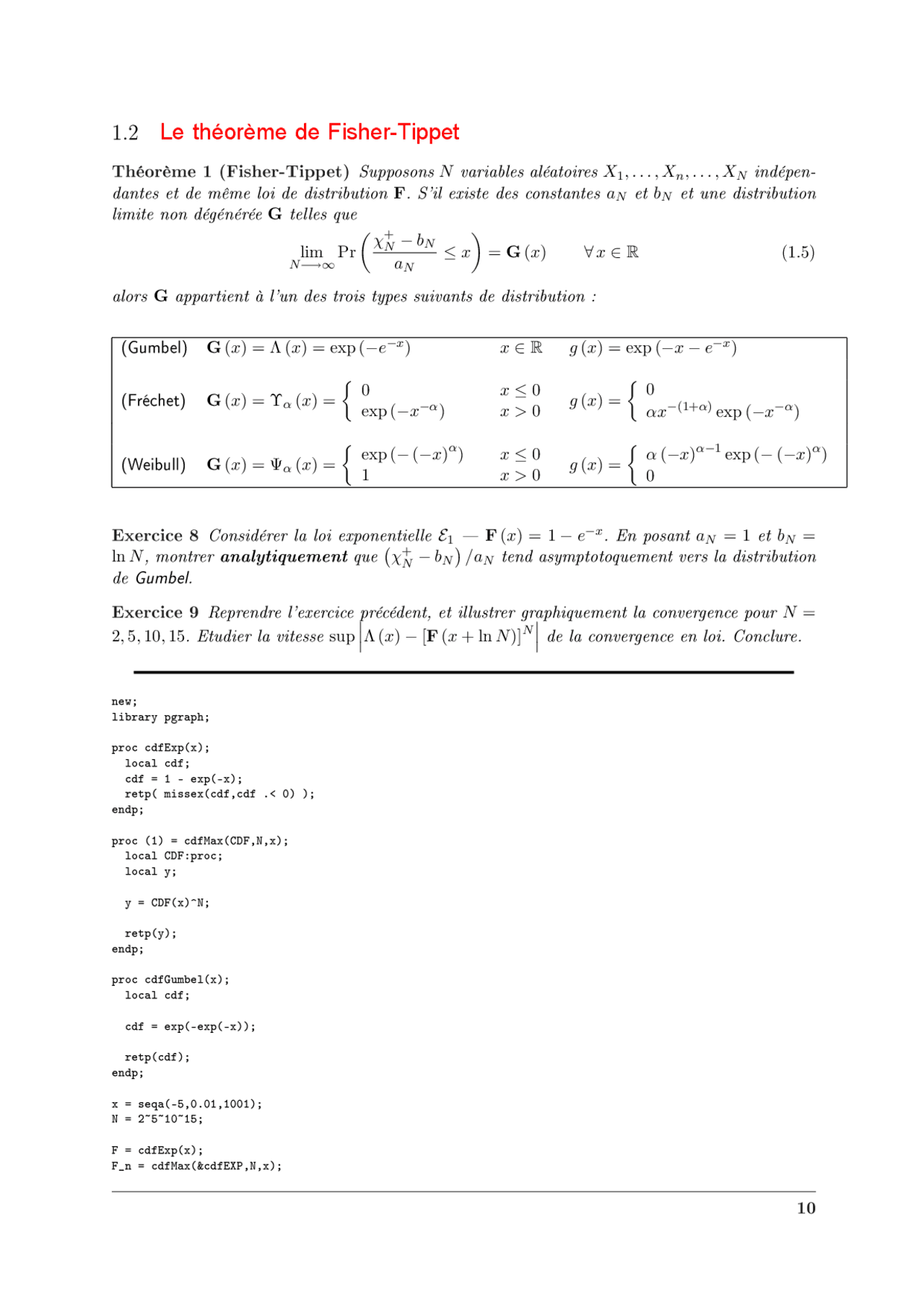 Le théorème de Fisher-Tippet - Docsity