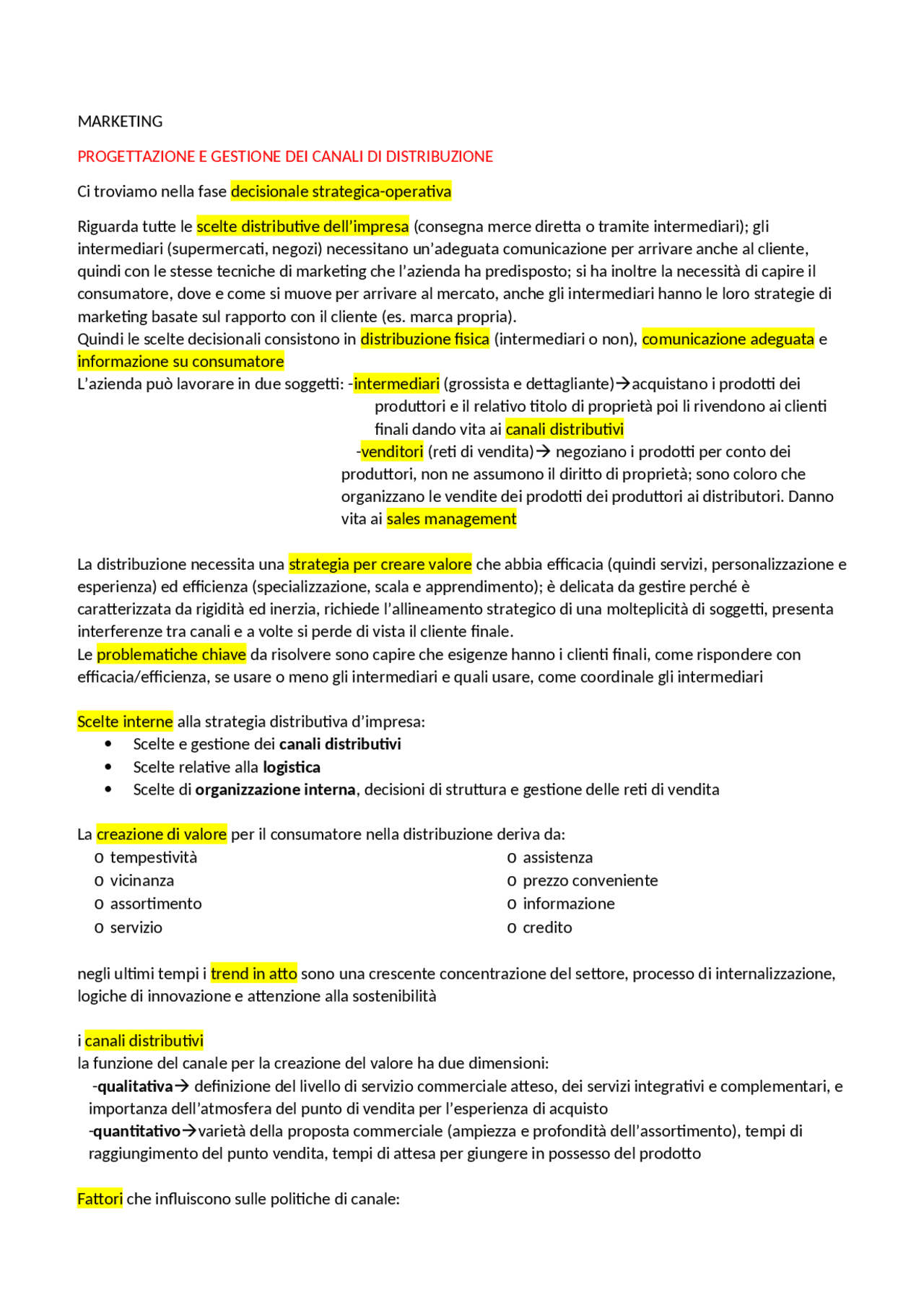 Marketing Secondo Semestre Docsity