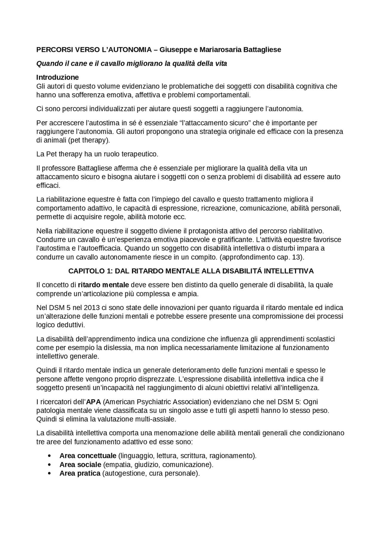 Percorsi Verso Lautonomia Riassunto Dettagliato Docsity