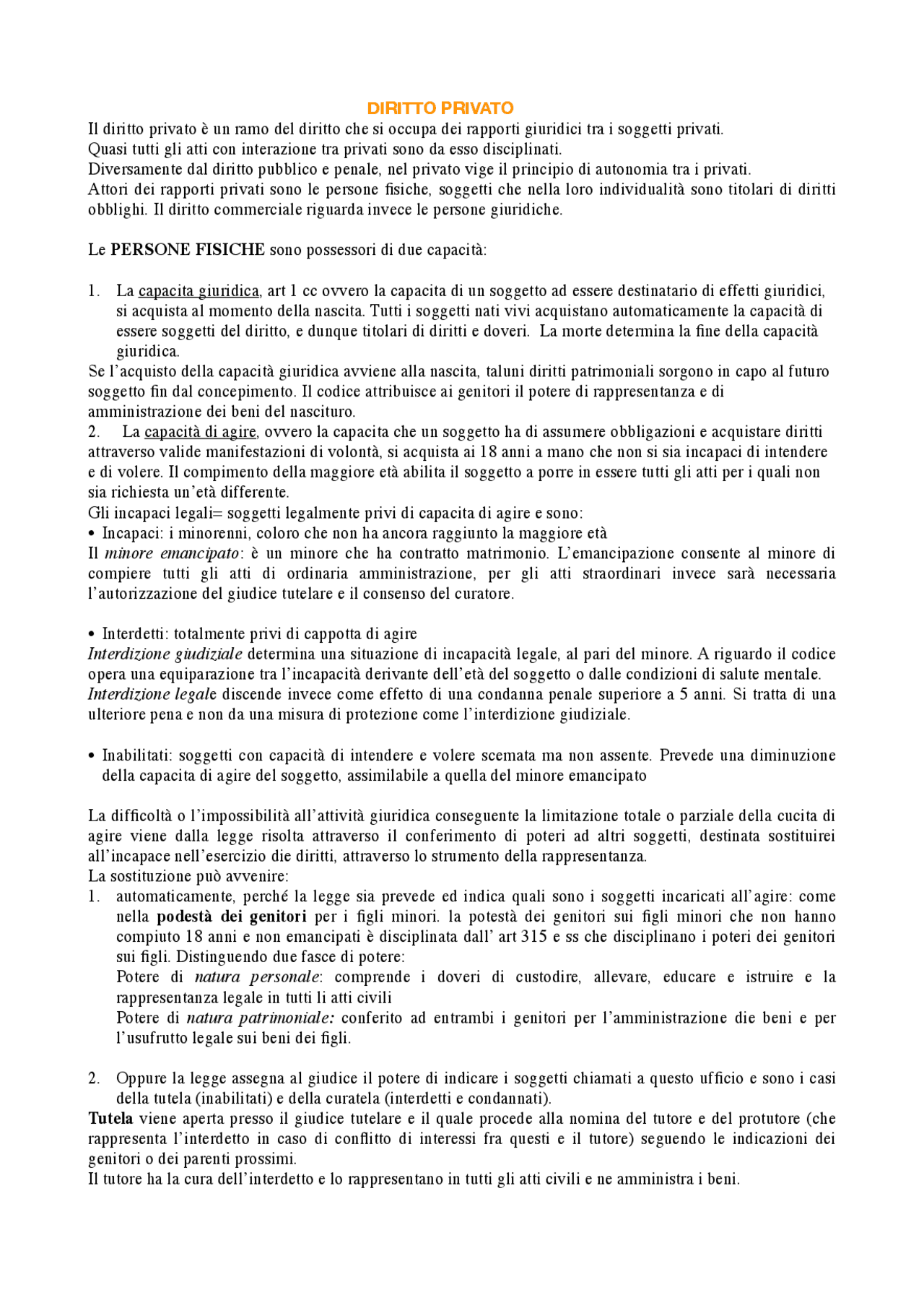 Appunti Diritto Privato Docsity