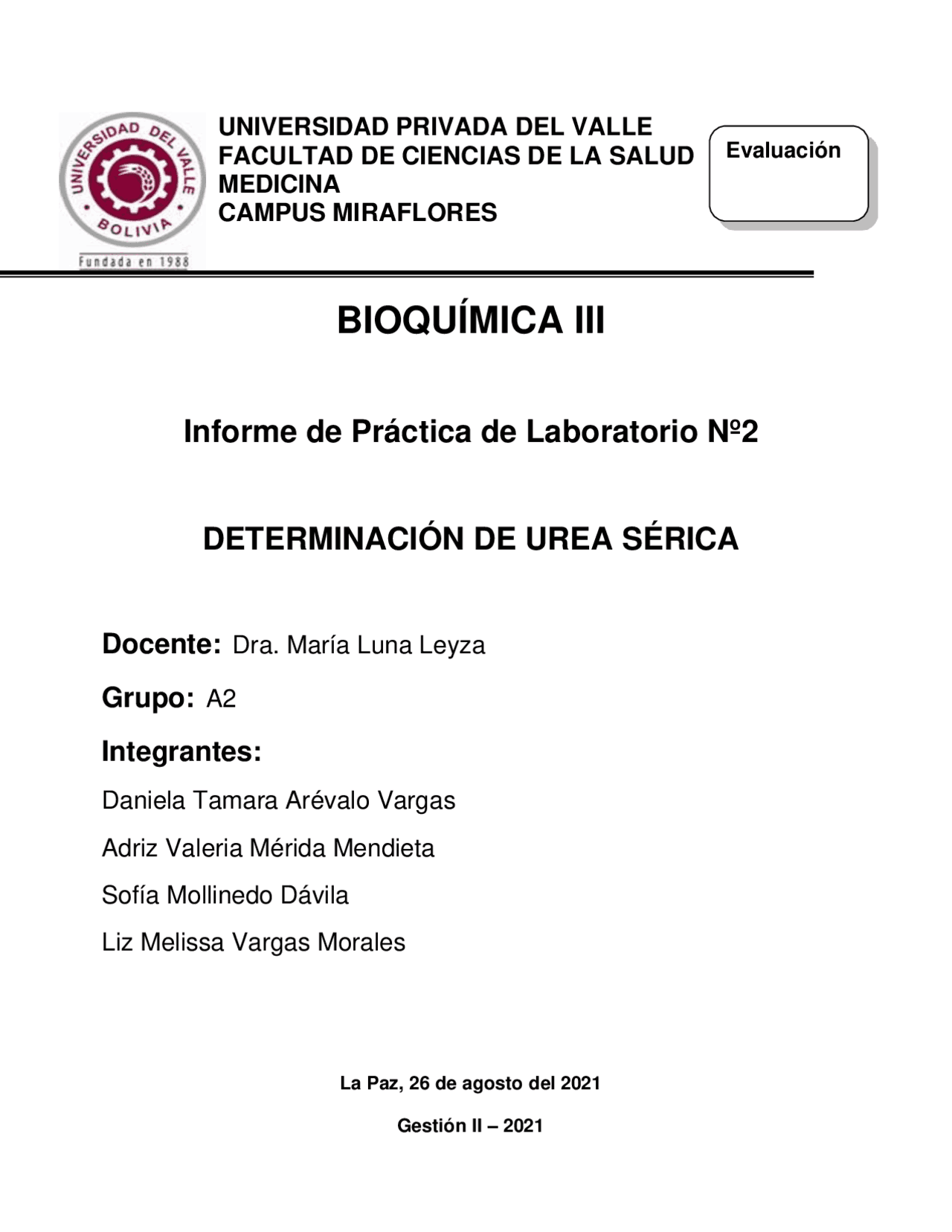 Prueba de Urea Serica - Docsity