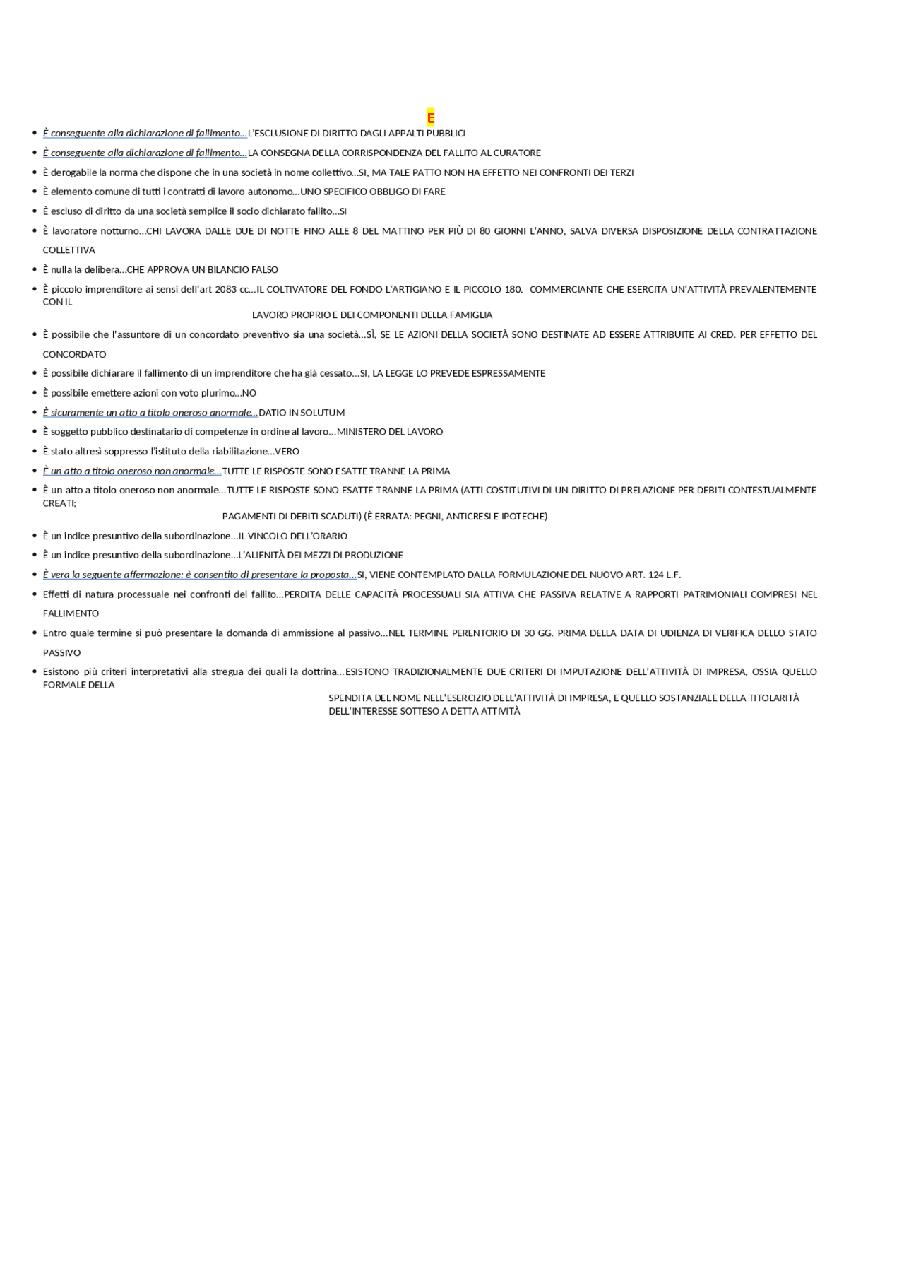 Diritto Fallimentare 2021 Docsity