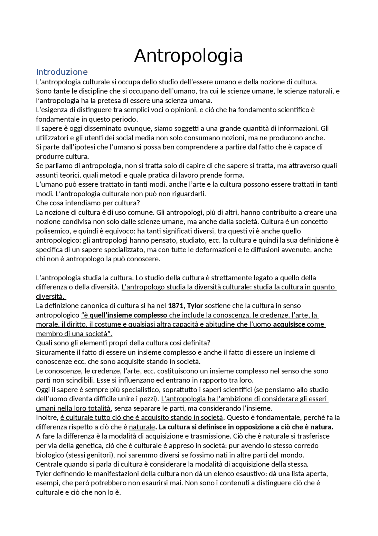 Appunti Di Antropologia Docsity