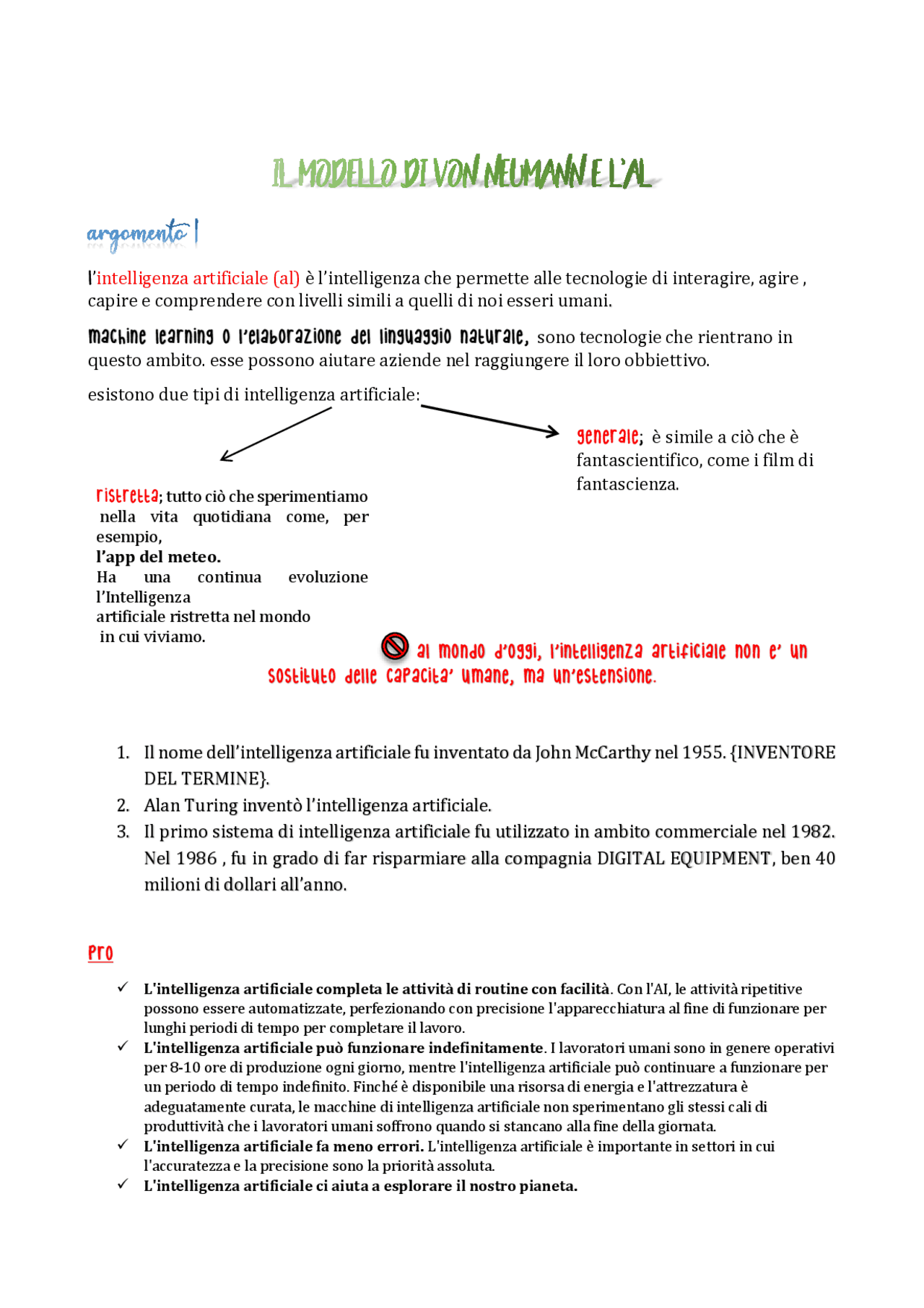 Lintelligenza Artificiale Docsity