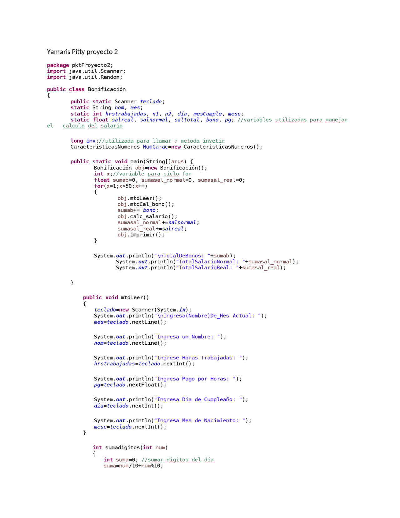 Proyecto De Bonificación Ejercicios De Programación Java Docsity