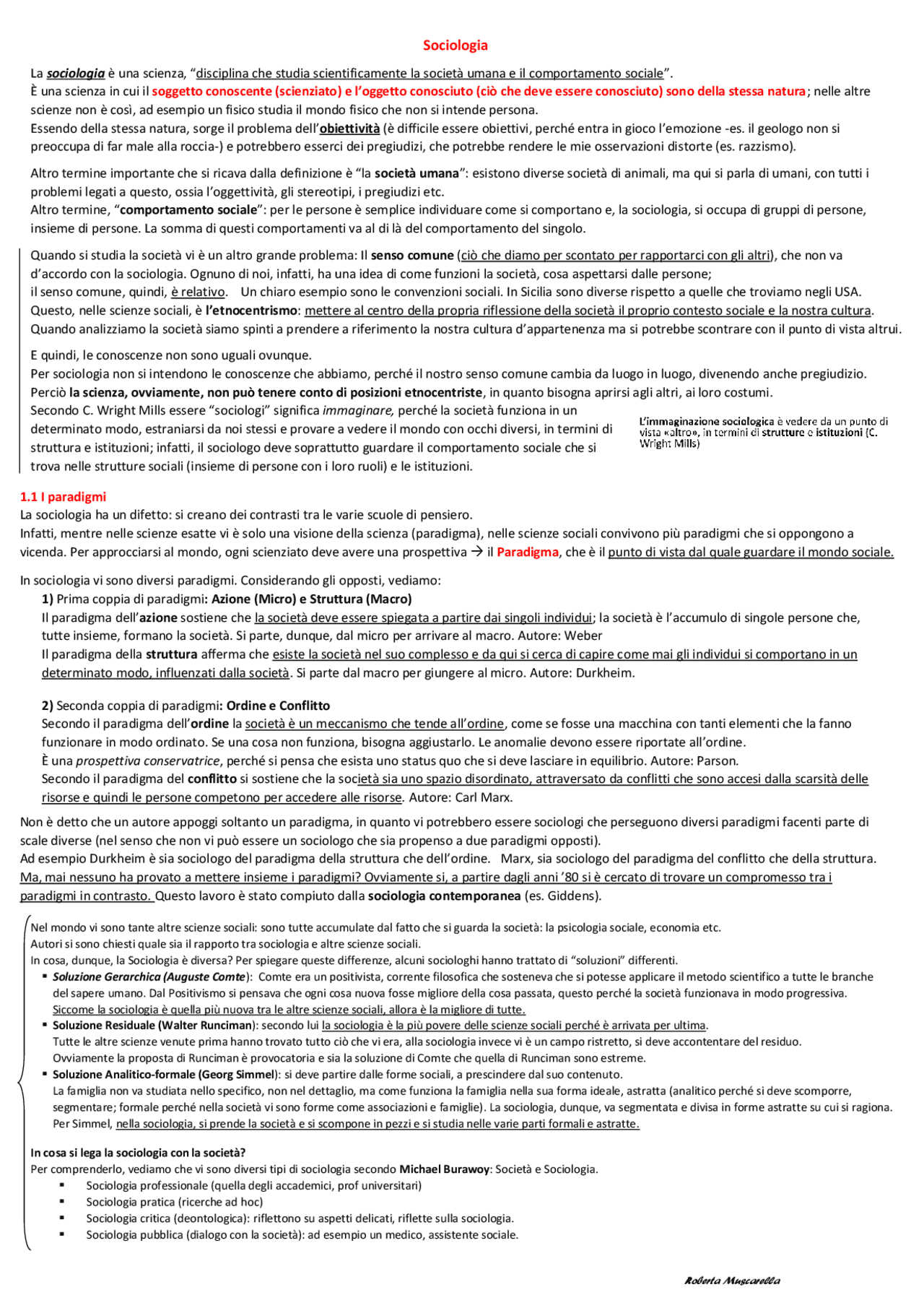 Sociologia E Metodologia Appunti Per Esame Con Profre Trobia Docsity