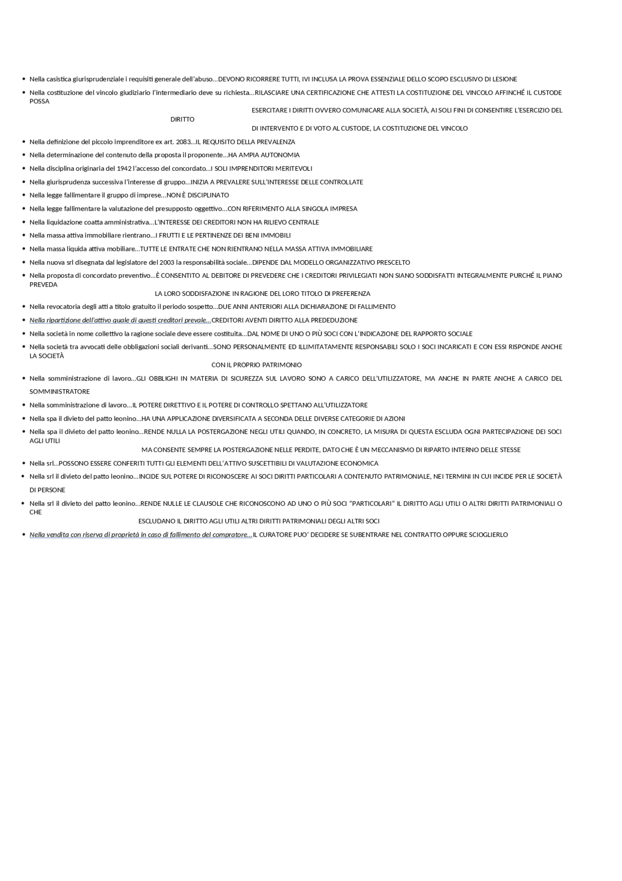 Diritto Fallimentare 2021 Docsity