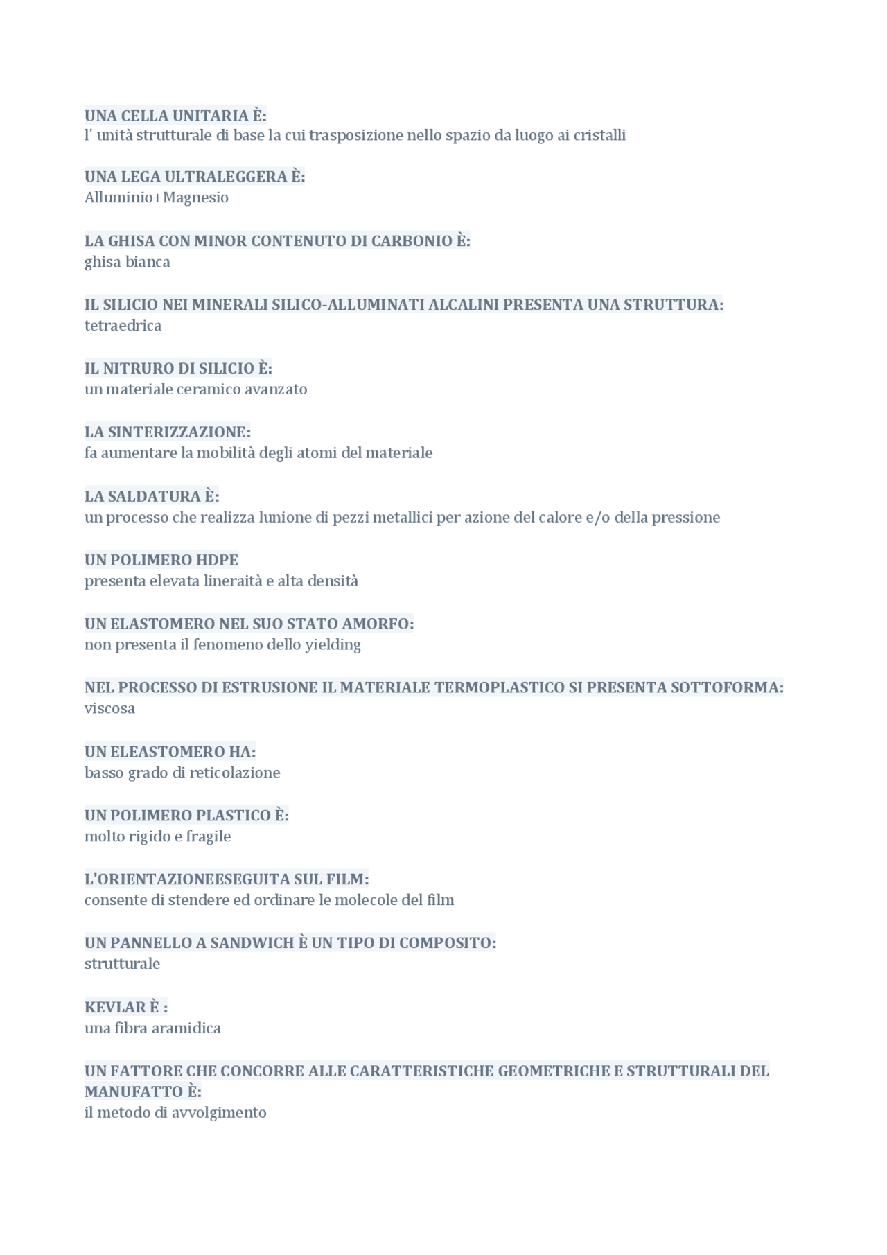 Scienze E Tecnologia Dei Materiali Docsity