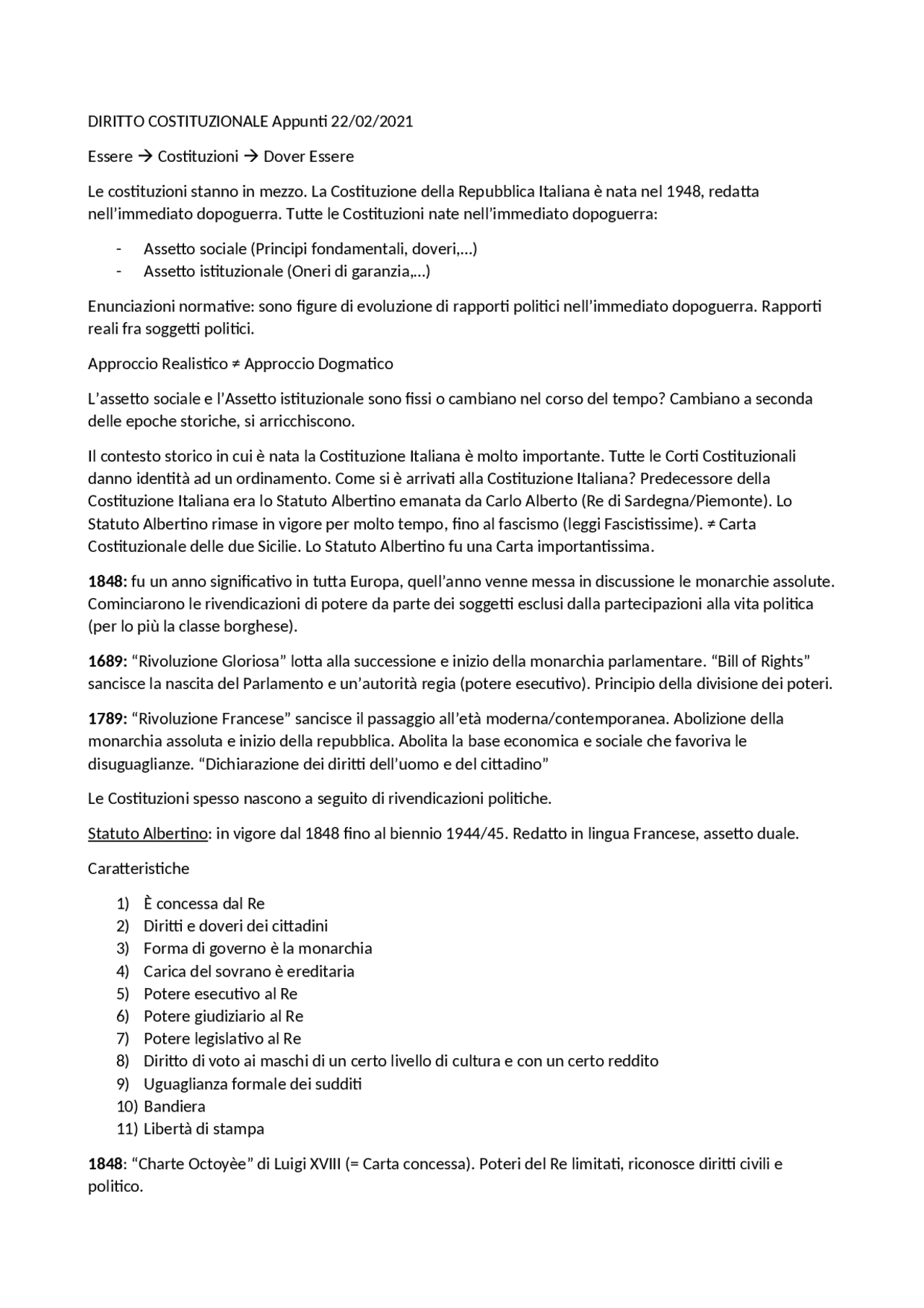 Appunti Iniziali Di Diritto Costituzionale Docsity