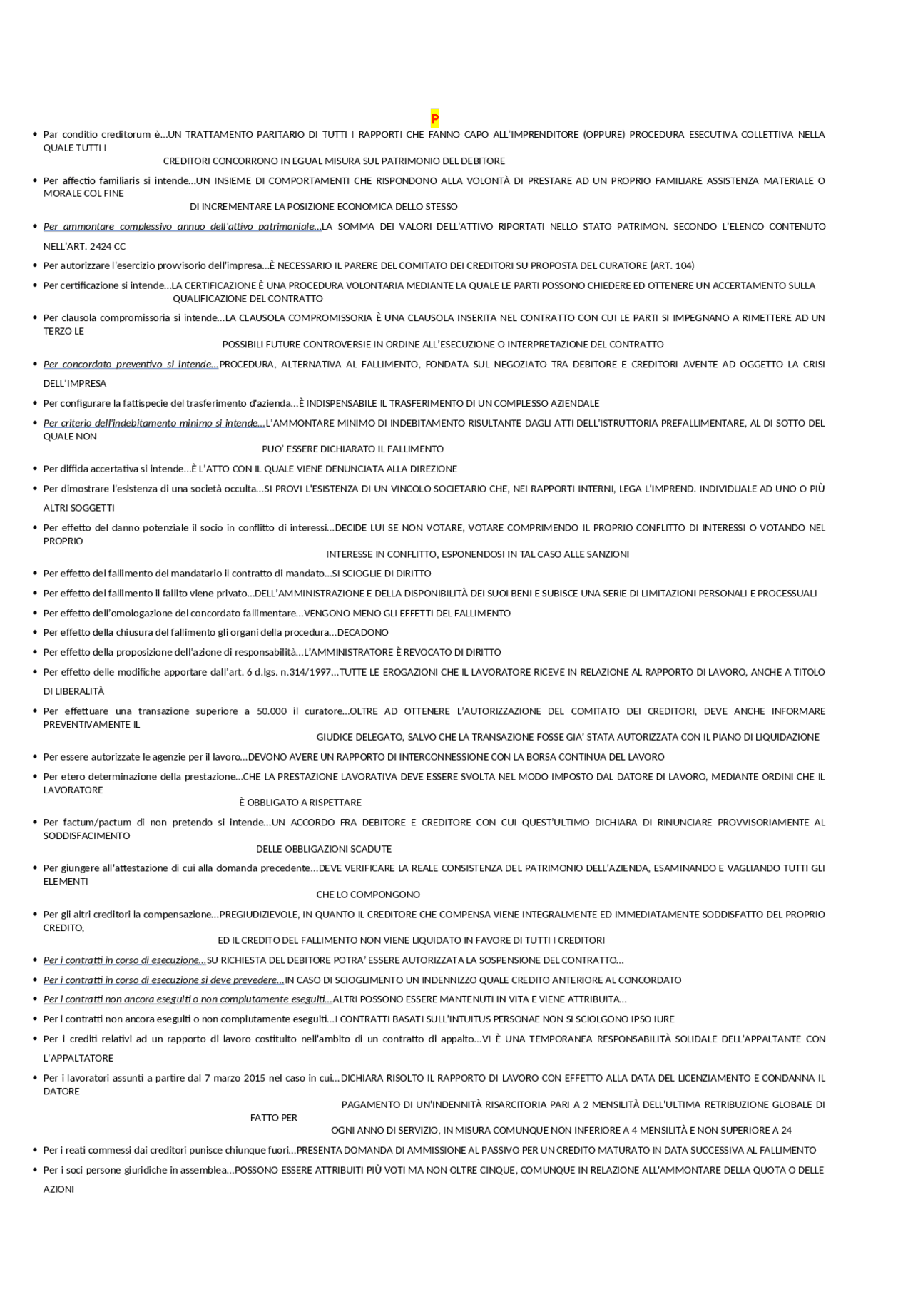 Diritto Fallimentare 2021 Docsity