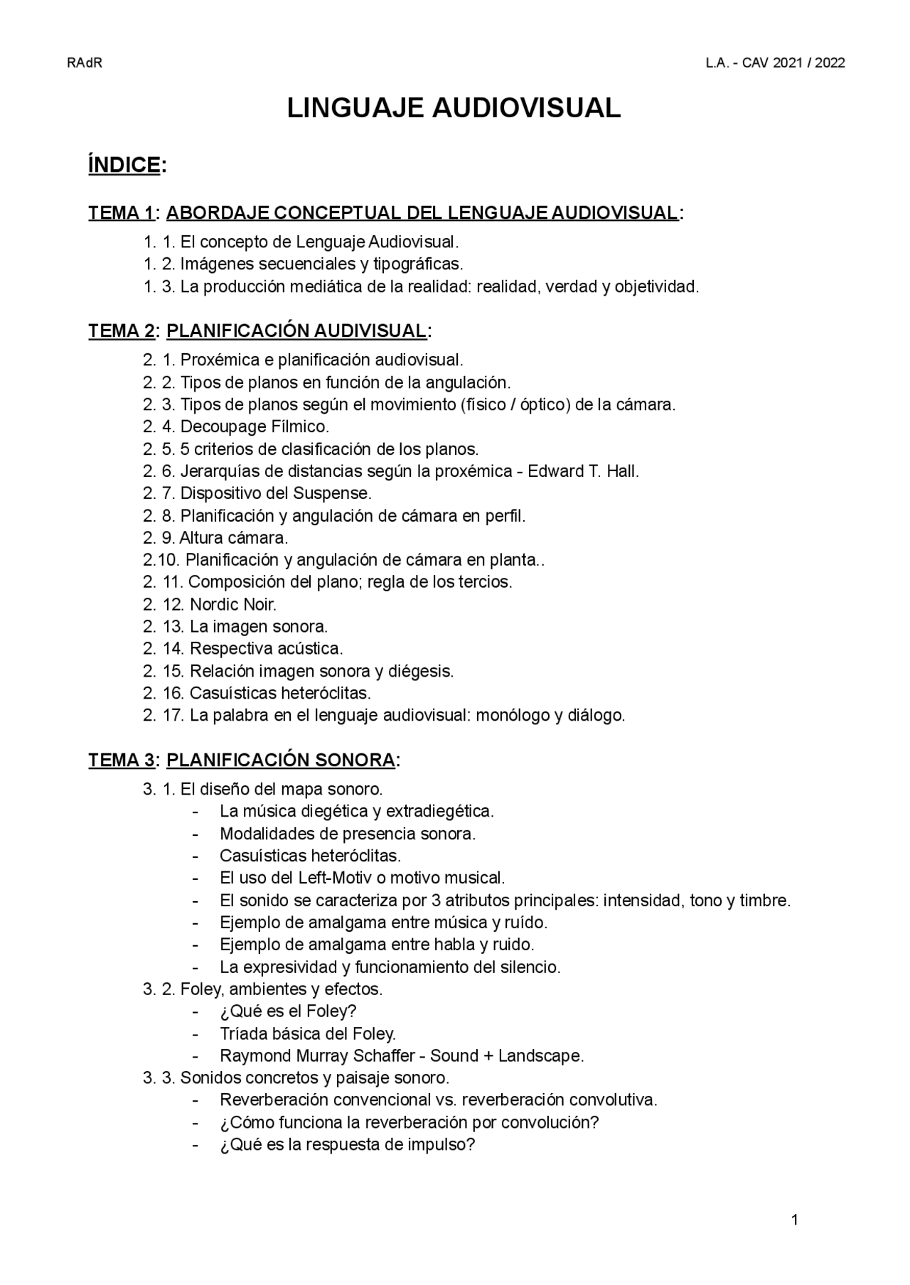 Lav Lenguaje Audiovisual Usc Docsity