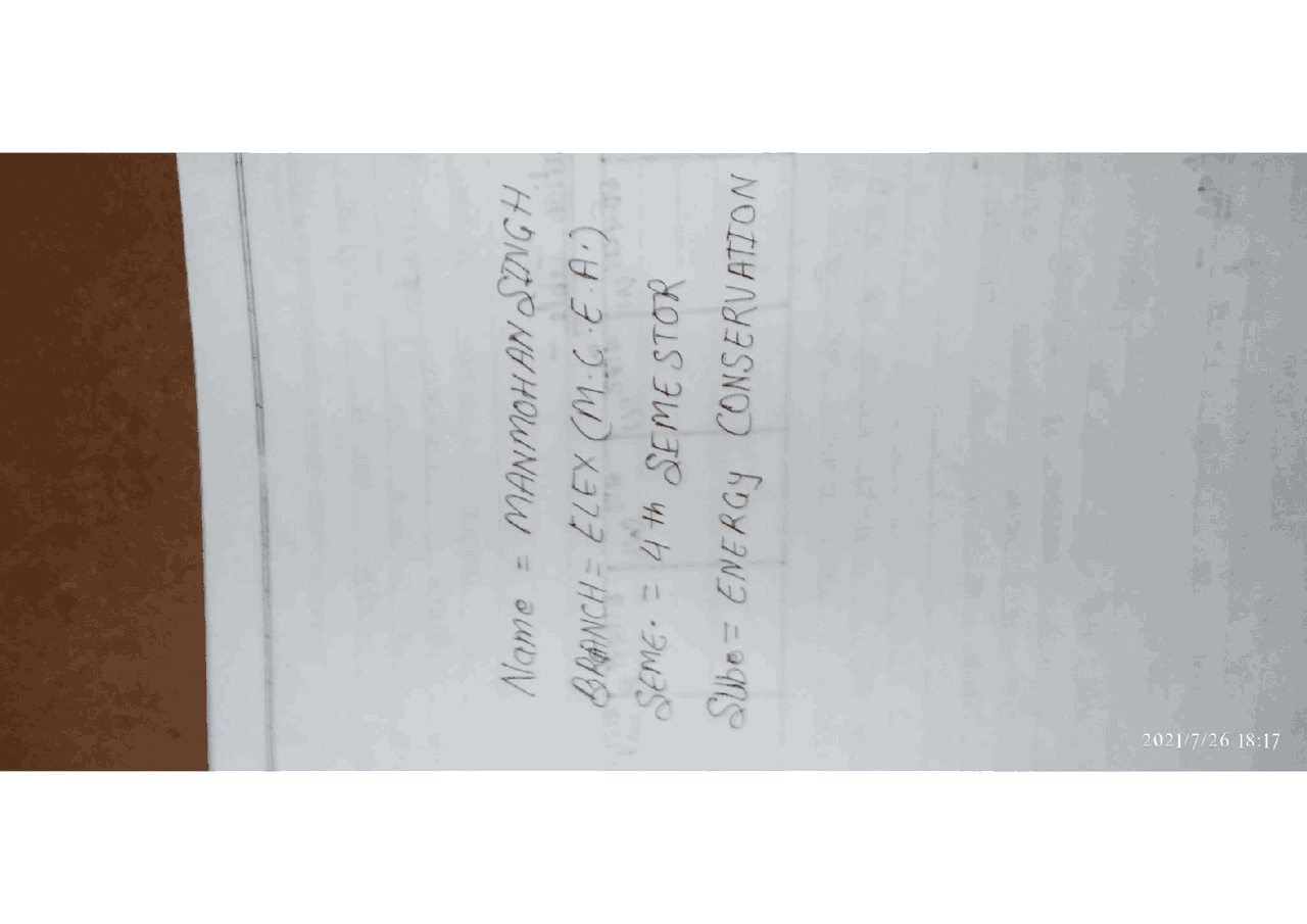 Assignment Related To Energy Conservation Very Important Docsity