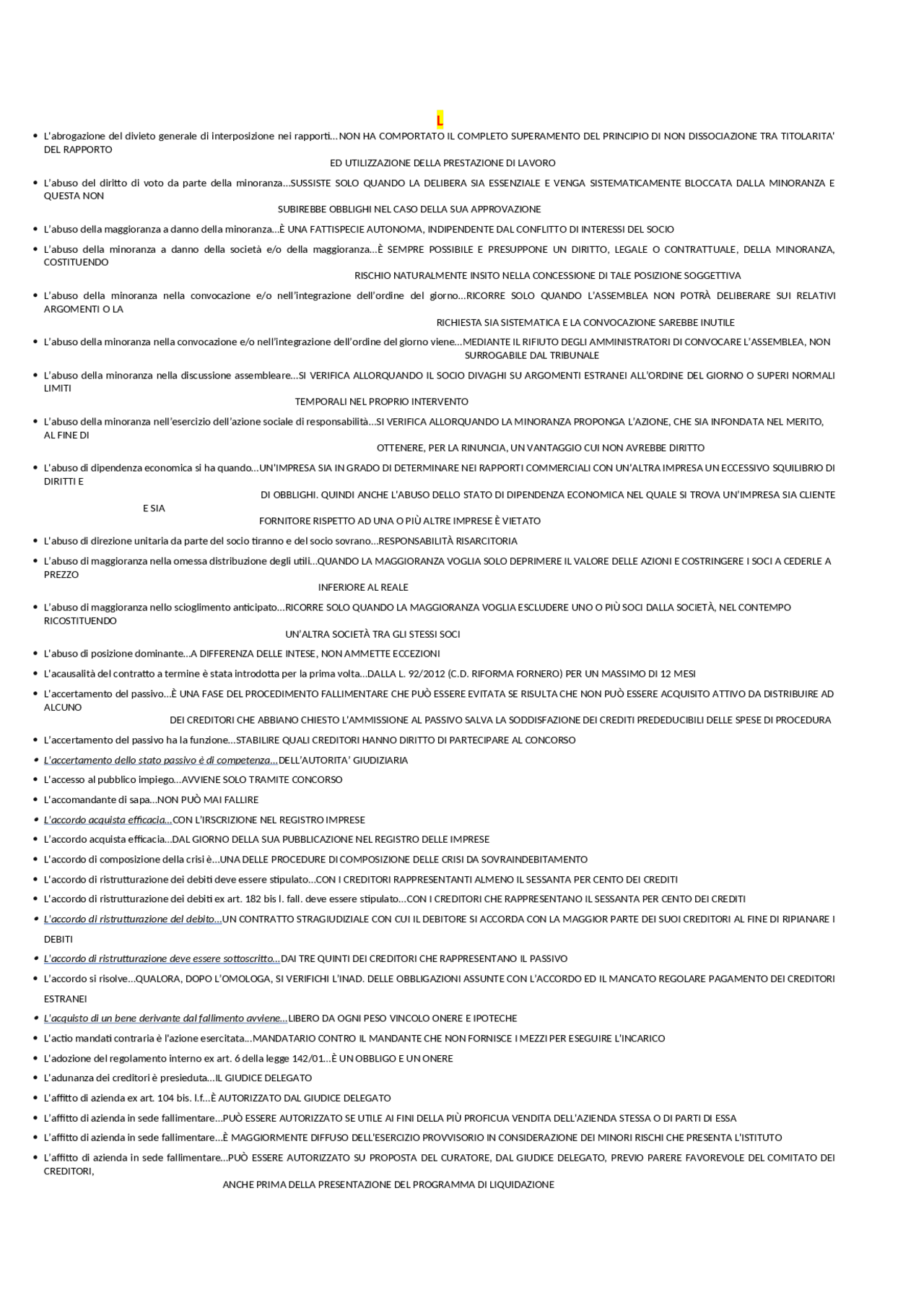 Diritto Fallimentare 2021 Docsity