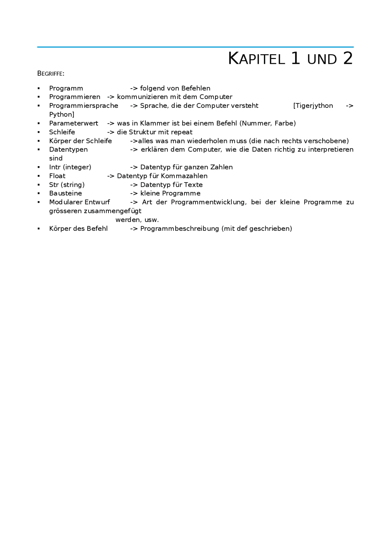 Begriffe Kapitel 1 And 2 Informatik Programmiere Und Robotikklett