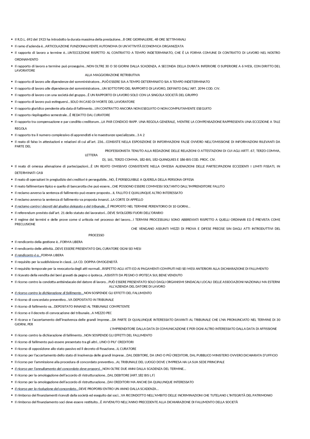 Diritto Fallimentare 2021 Docsity