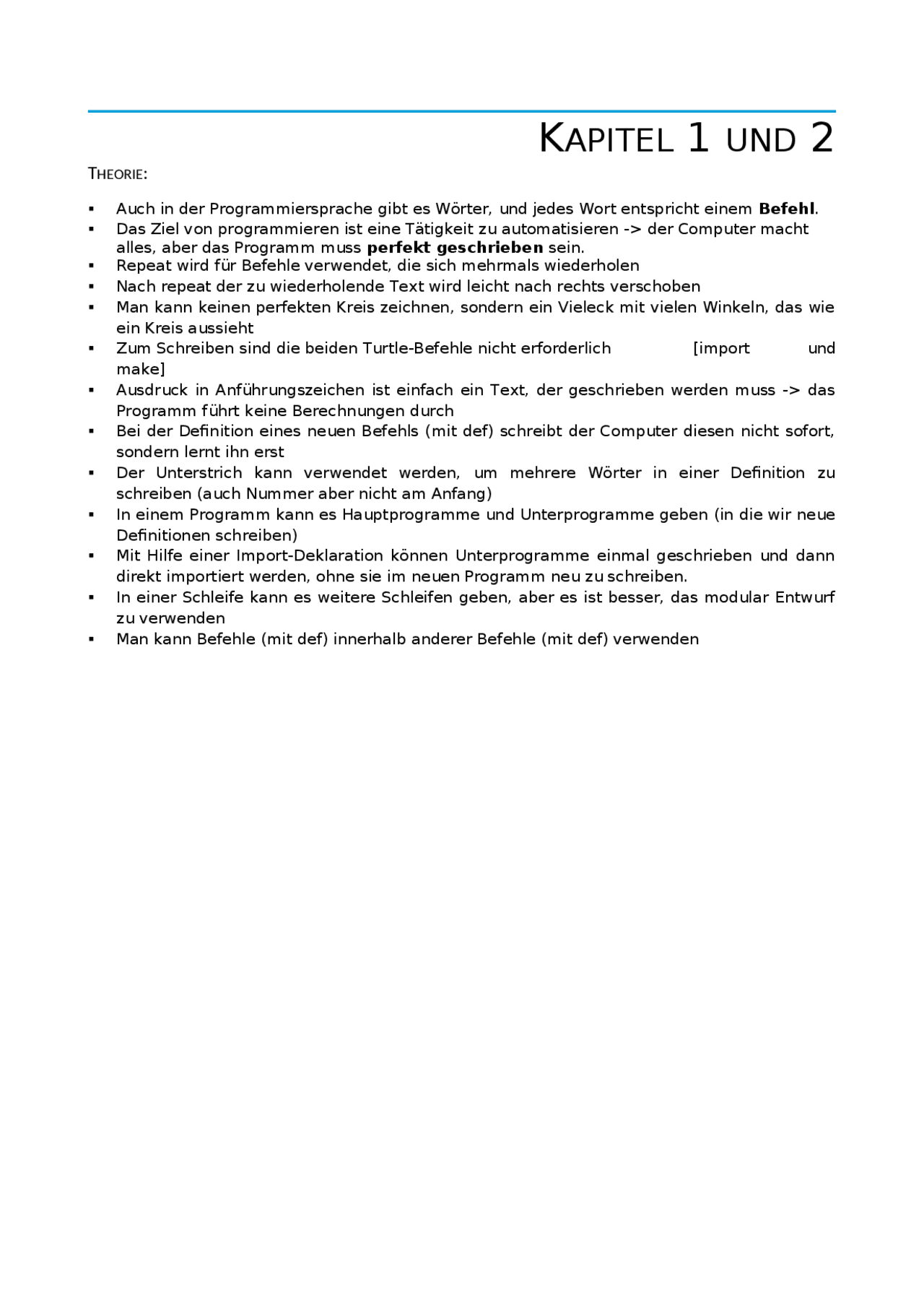Theorie Kapitel 1 And 2 Informatik Programmiere Und Robotik Docsity