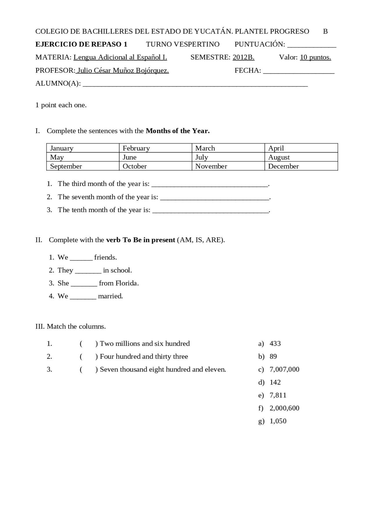 Ejercicios De Repaso Apuntes De Inglés Docsity