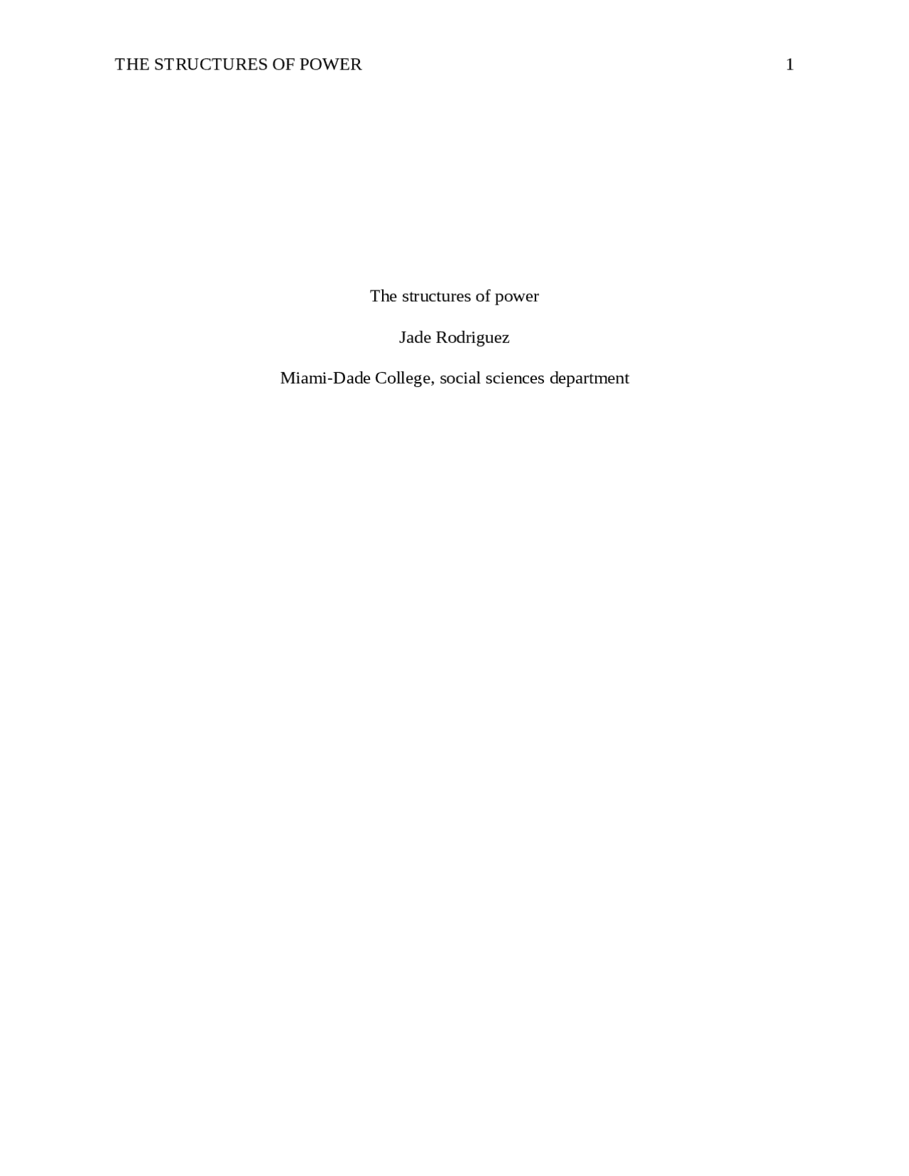 Power Structures Essay Docsity