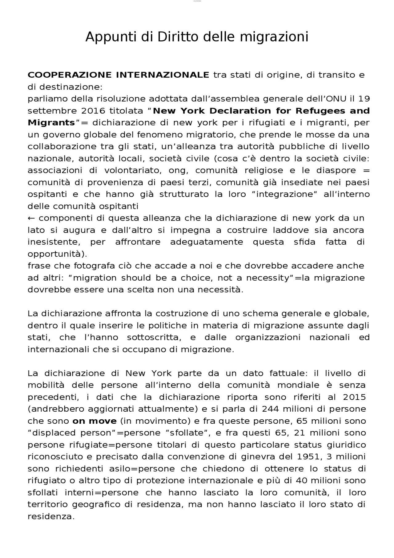 Appunti Di Diritto Delle Migrazioni Docsity