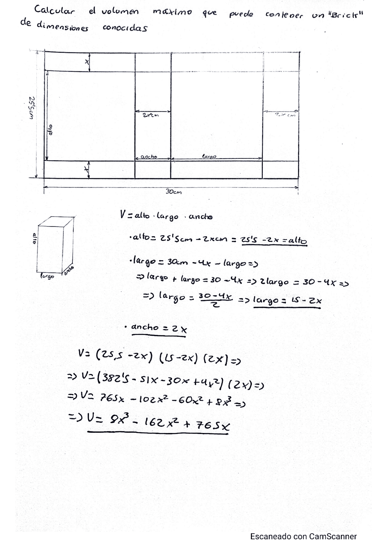 Como calcular el volumen maximo de un brick - Docsity