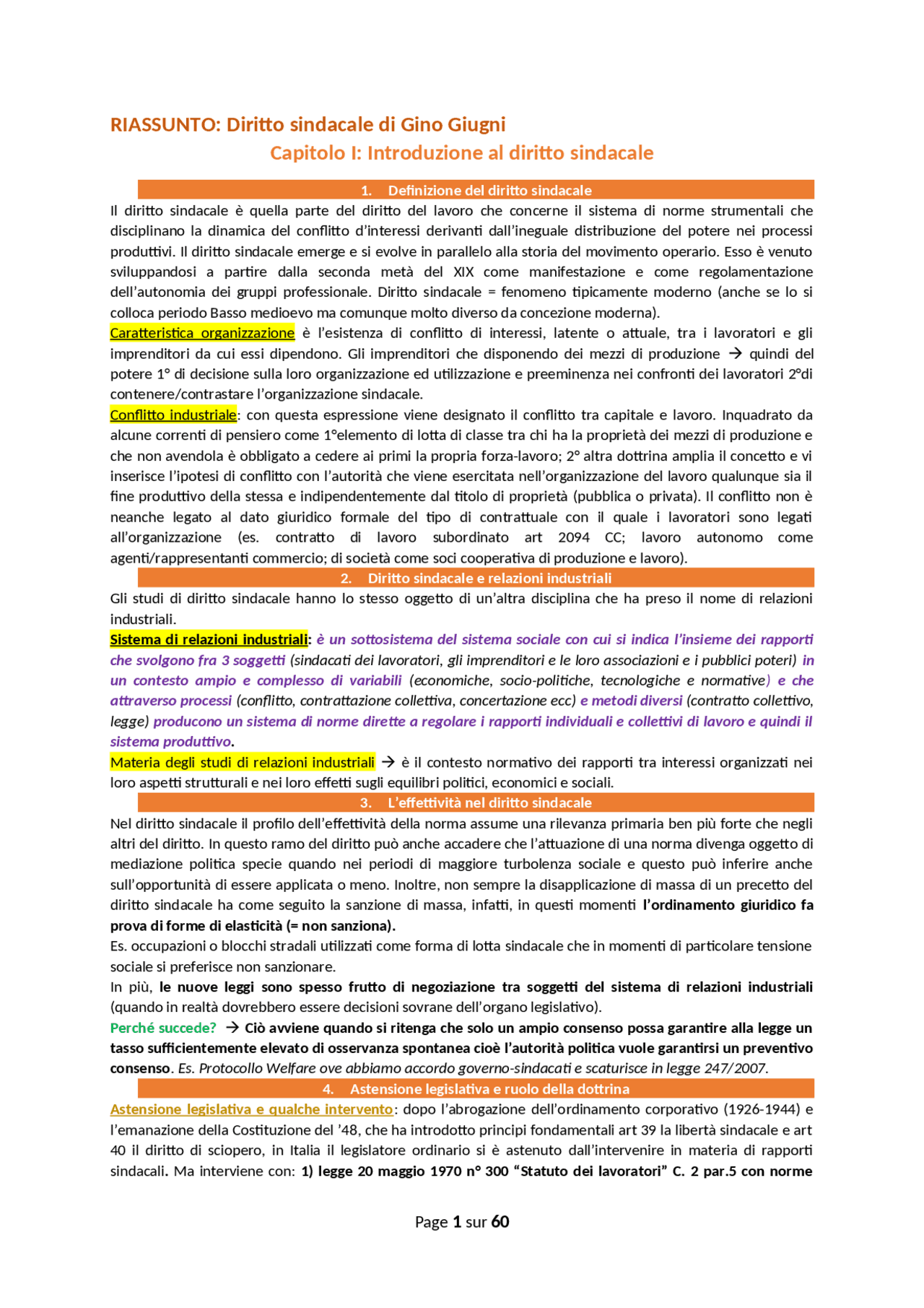 Riassuntodiritto Sindacale Giugni Ultima Edizione Docsity
