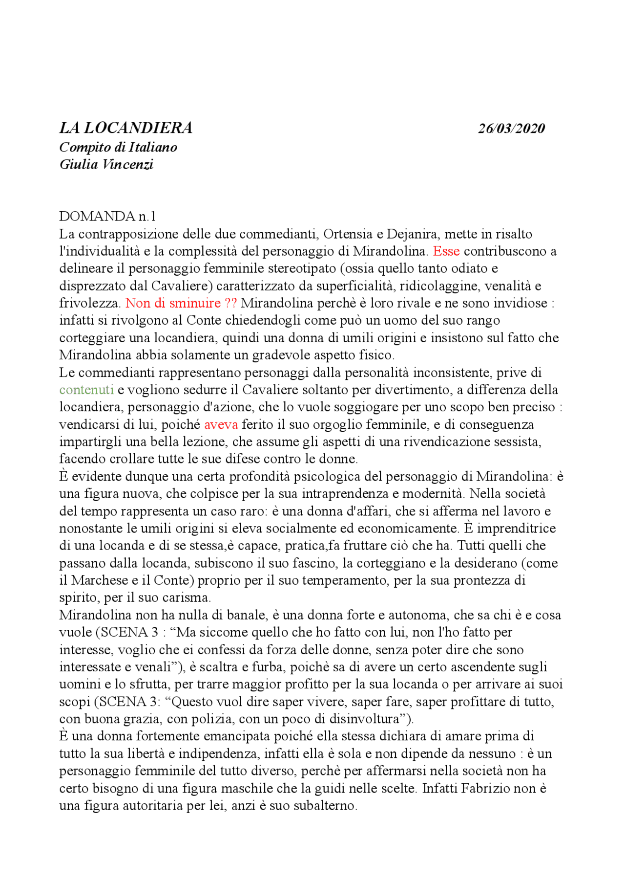La Locandiera Docsity