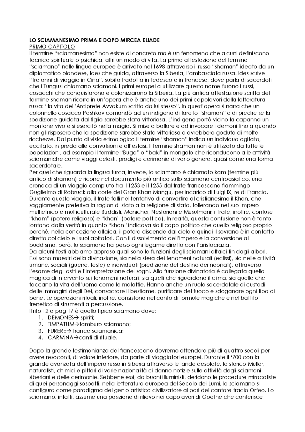 Lo Sciamanesimo Prima E Dopo Mircea Eliade Docsity