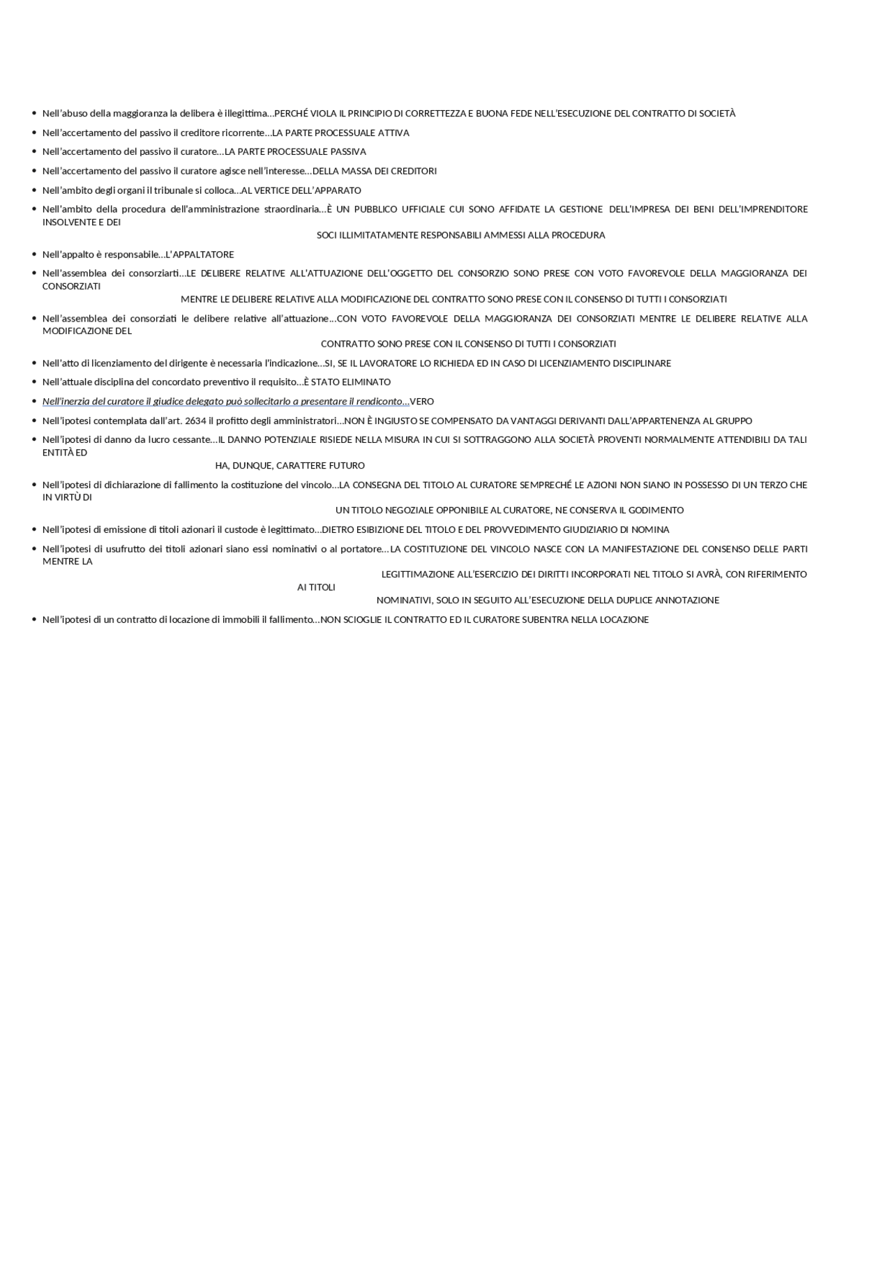 Diritto Fallimentare 2021 Docsity