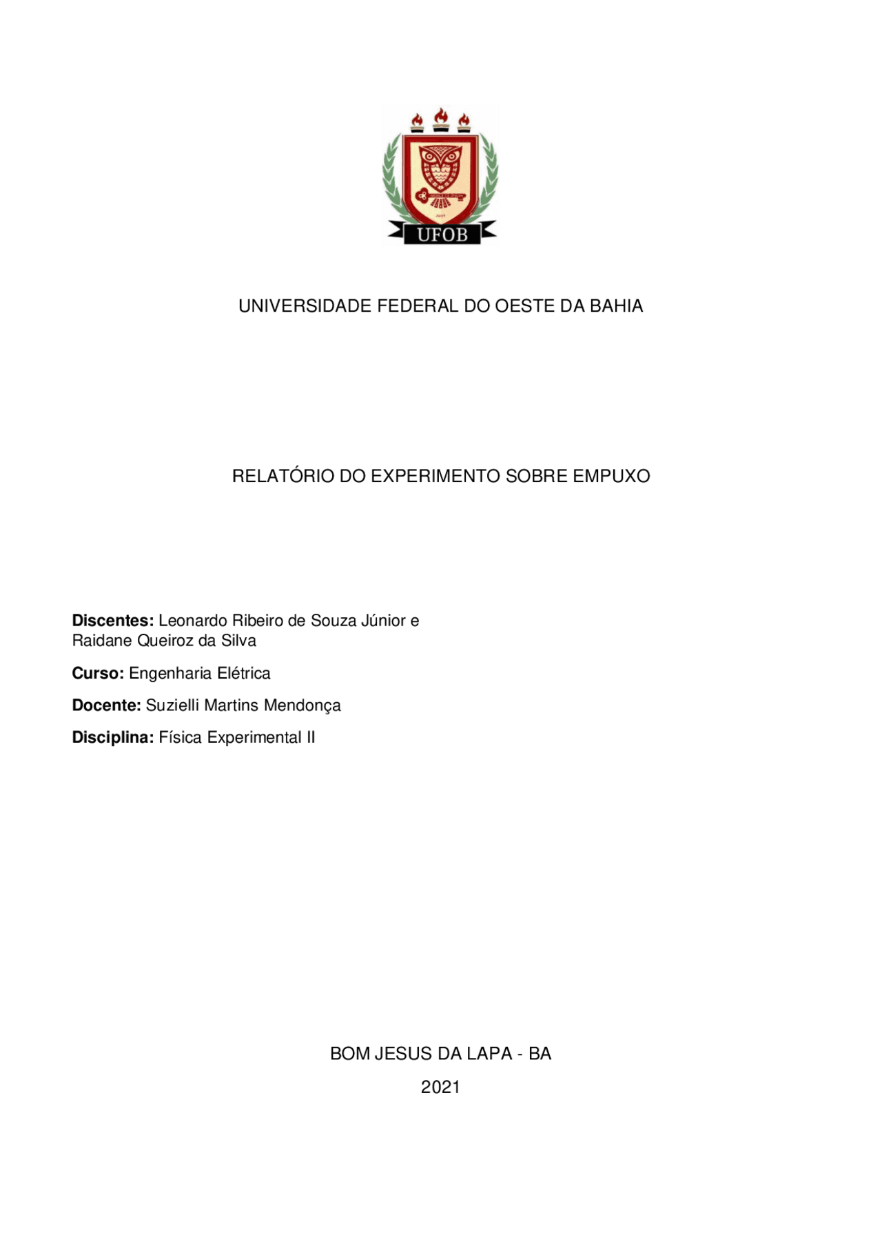 Relatório De Física Experimental Trabalhos Física Docsity