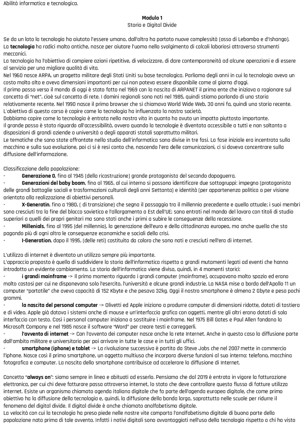 Riassunto Informatica Docsity