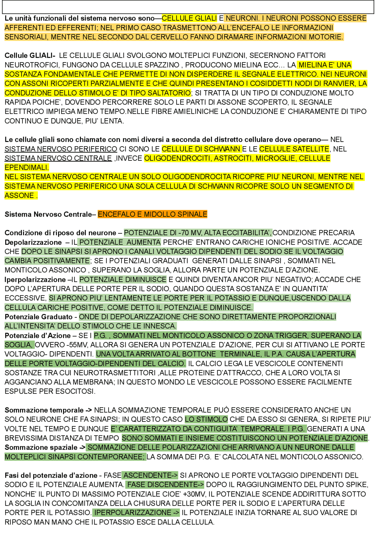 Appunti Del Corso Basi Neurali Docsity