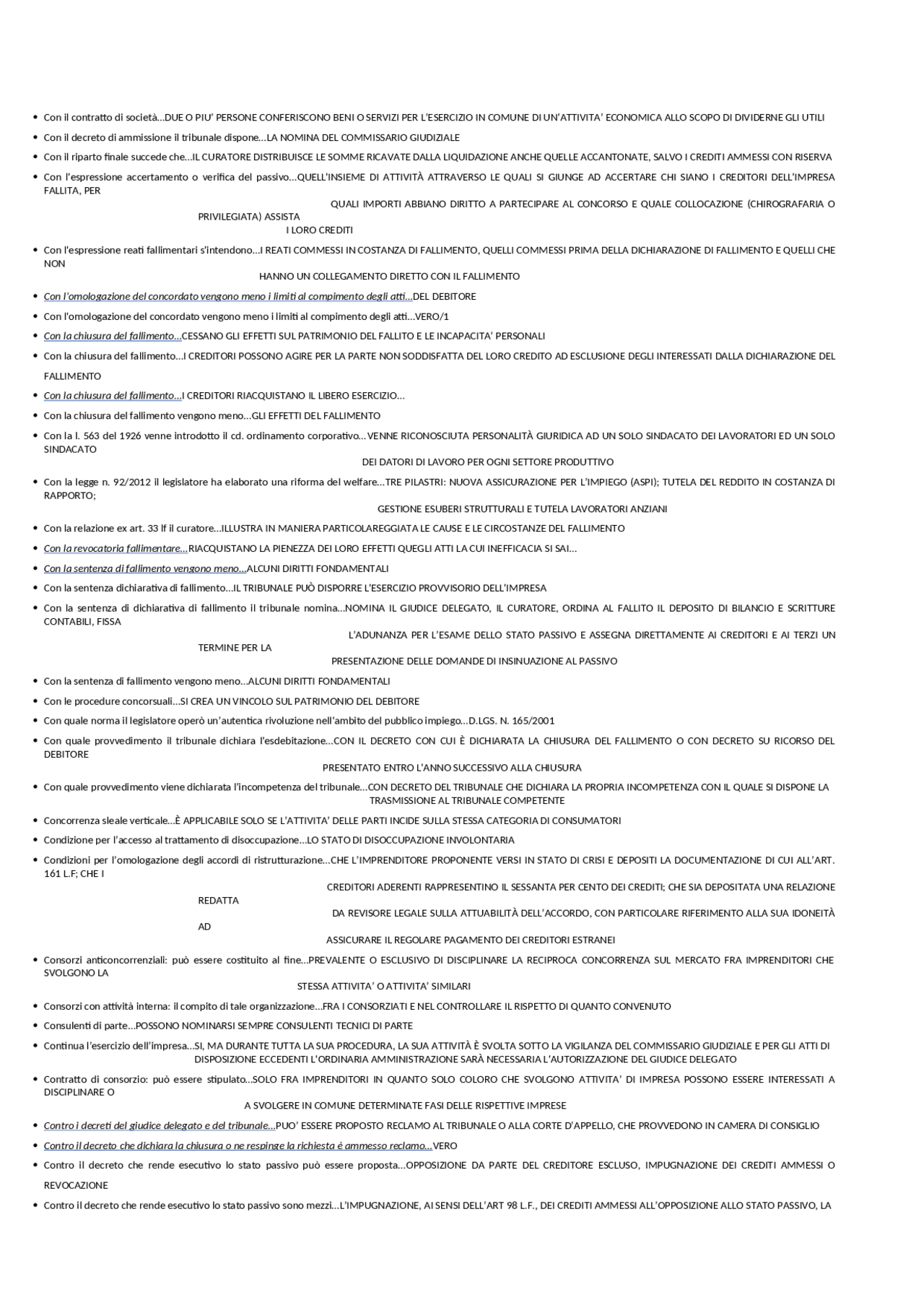 Diritto Fallimentare 2021 Docsity