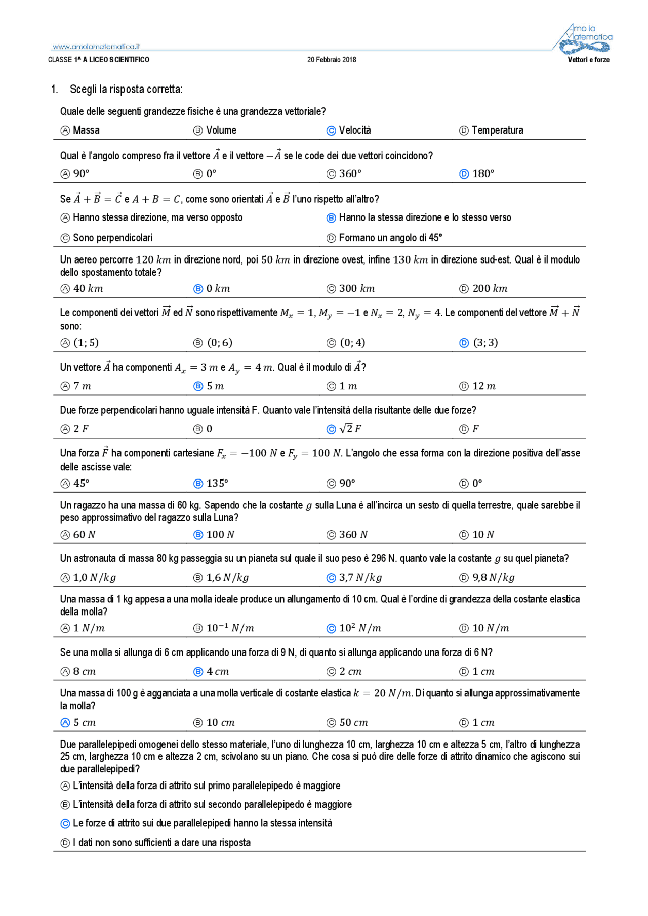 Schema Sui Vettori E Formule Sintesi Del Corso Di Matematica Docsity
