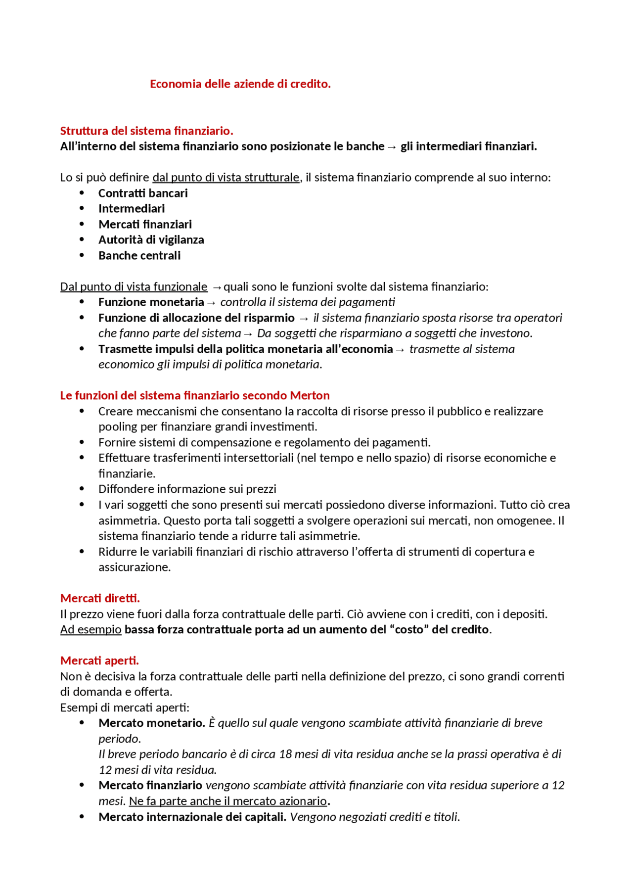 DISPENSA ECONOMIA DELLE AZIENDE DI CREDITO PROF. ORIANI (EAC) - Docsity