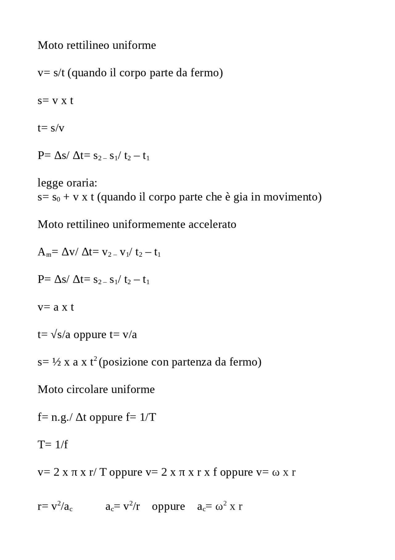 I Moti Cosa Sono E Le Formule Docsity