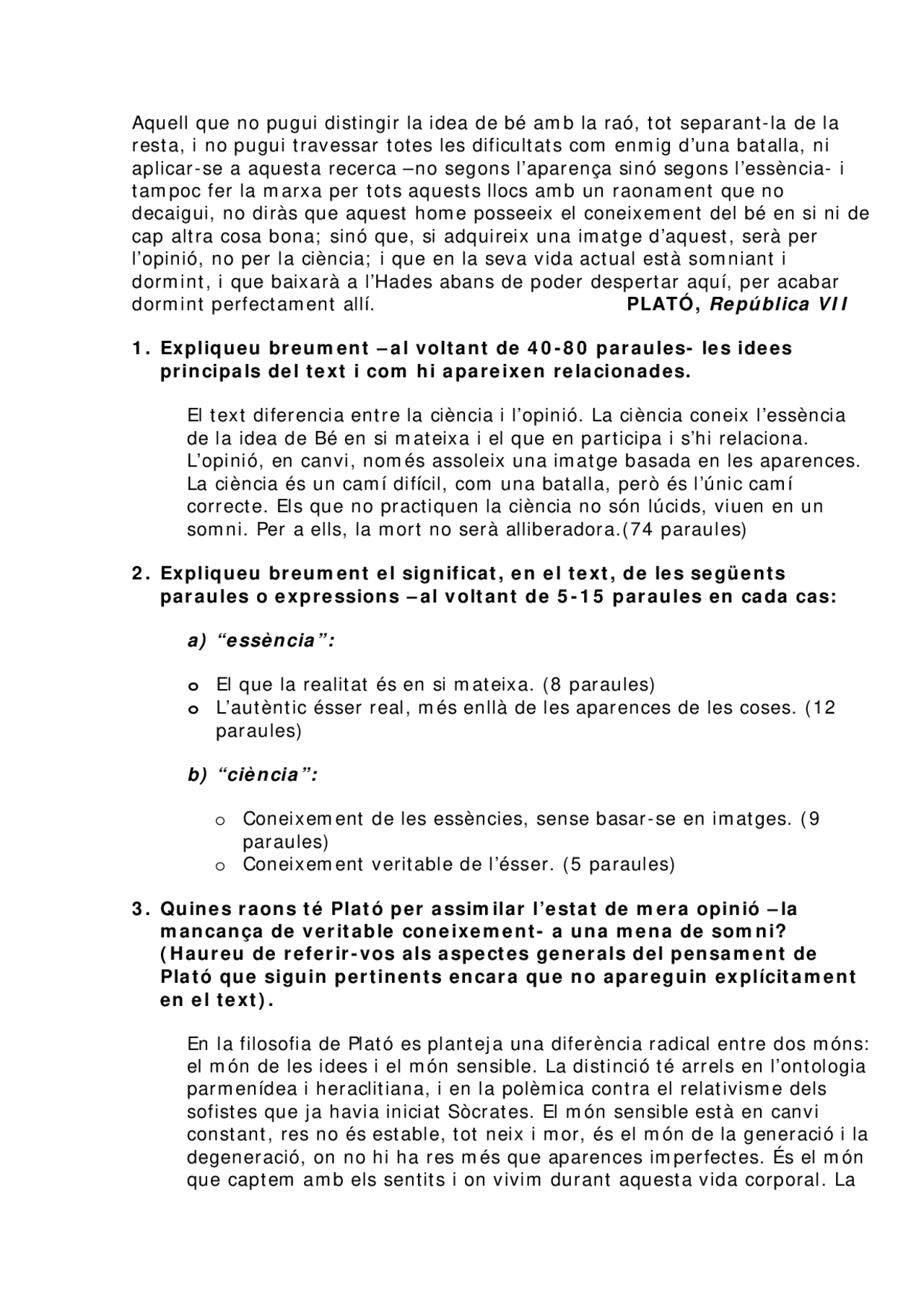 Plató opinió i ciencia - Docsity