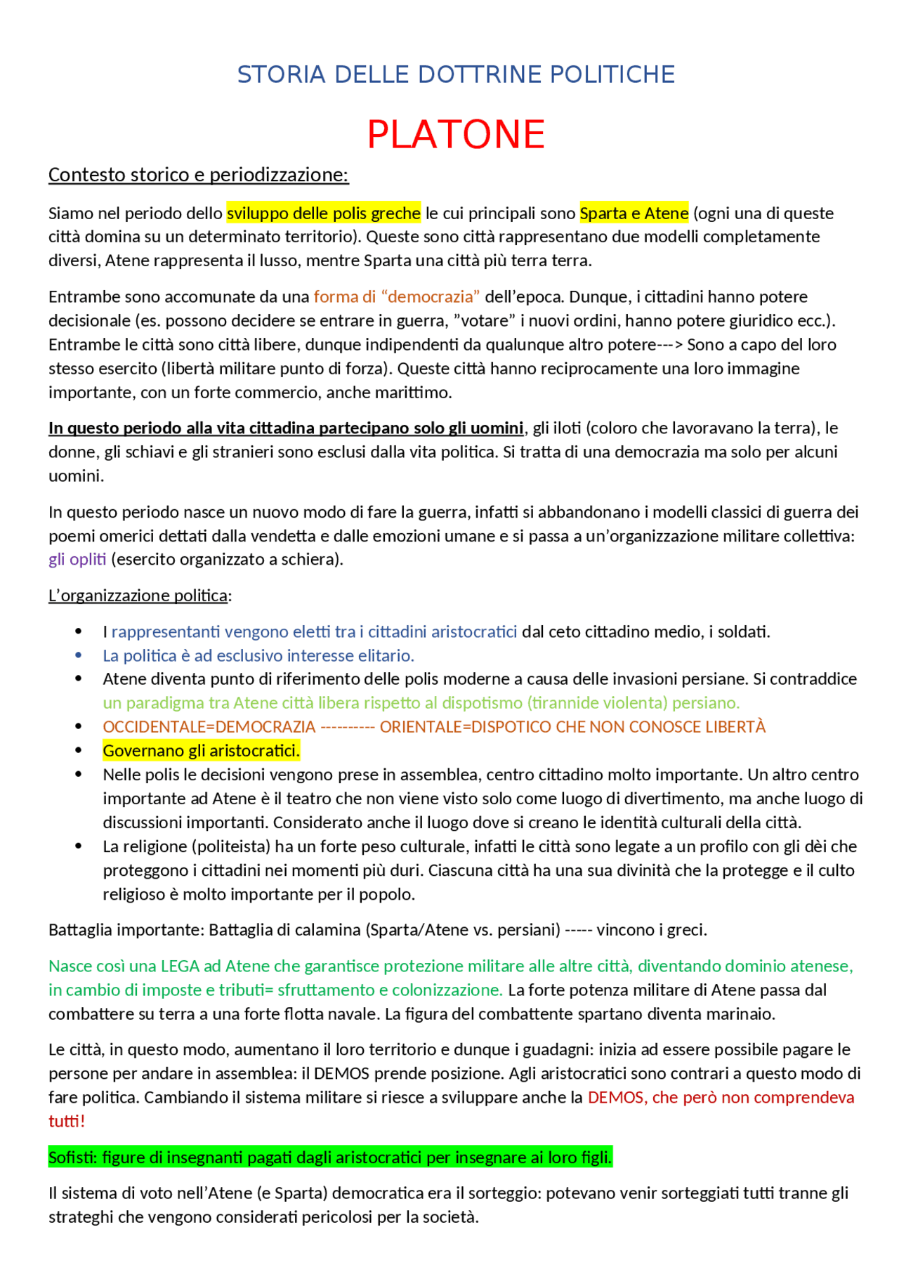 Appunti Platone Machiavelli Docsity
