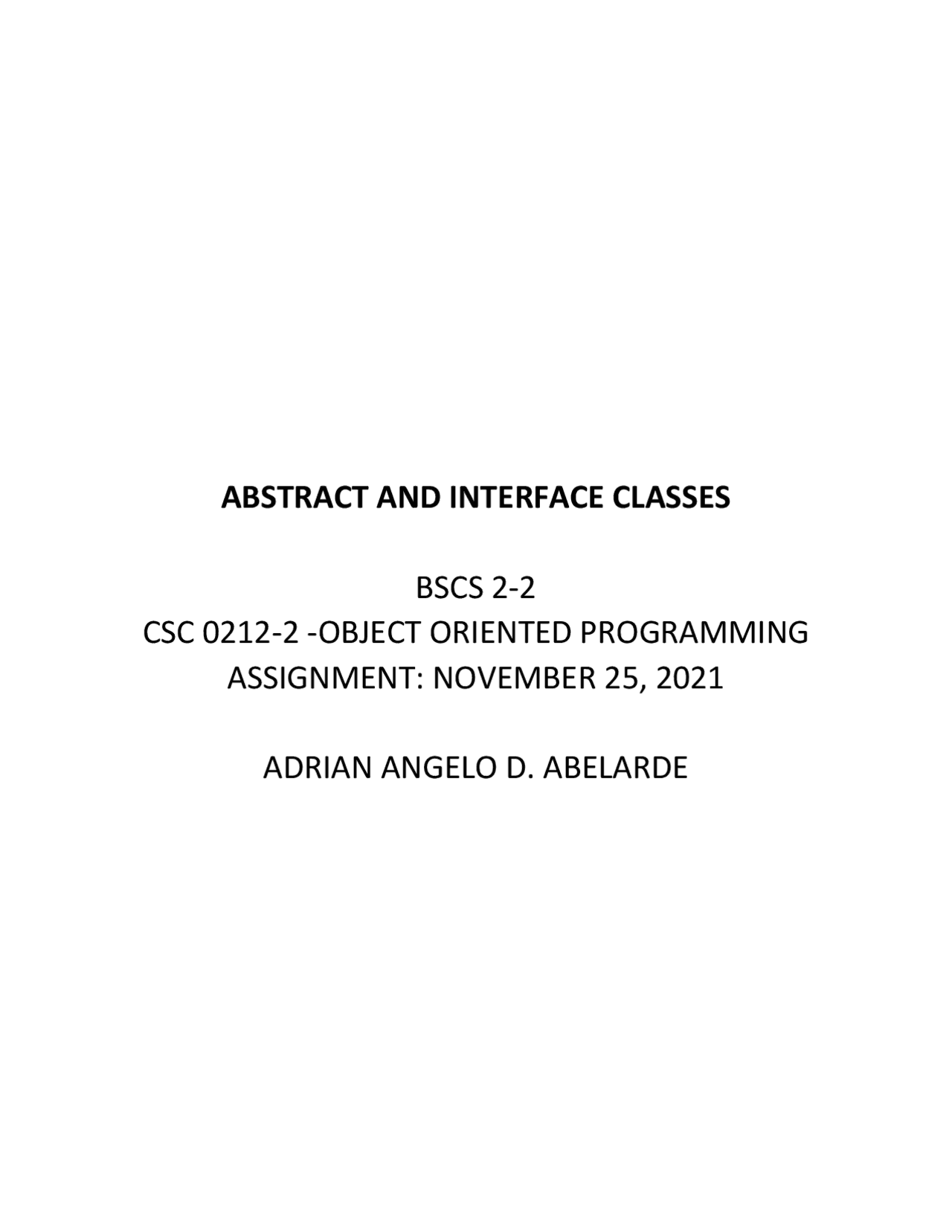 Object-Oriented Programming Assignment: Abstract and Interface Classes | Quizzes Object Oriented ...