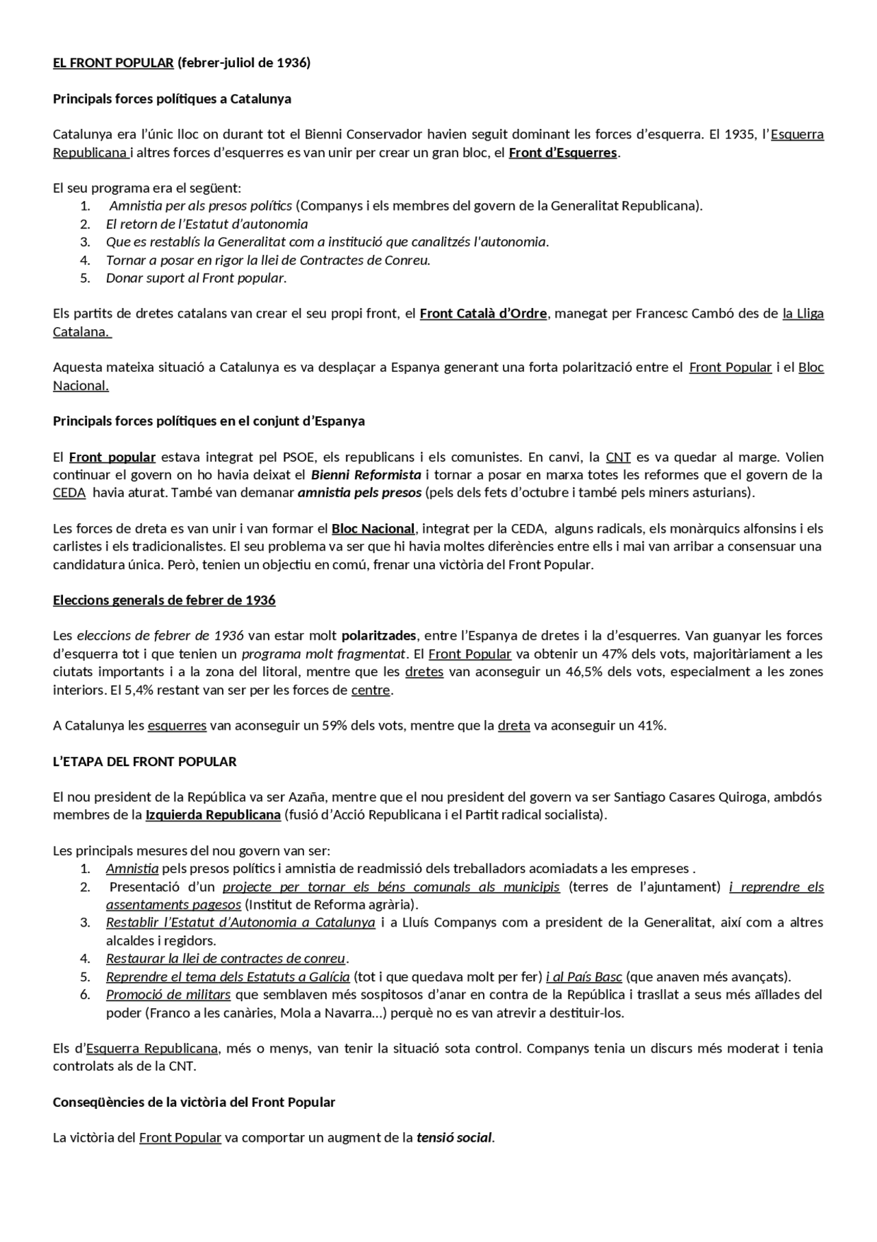 Apunts Del Segon Bloc De La Història Despanya Selectivitat Docsity