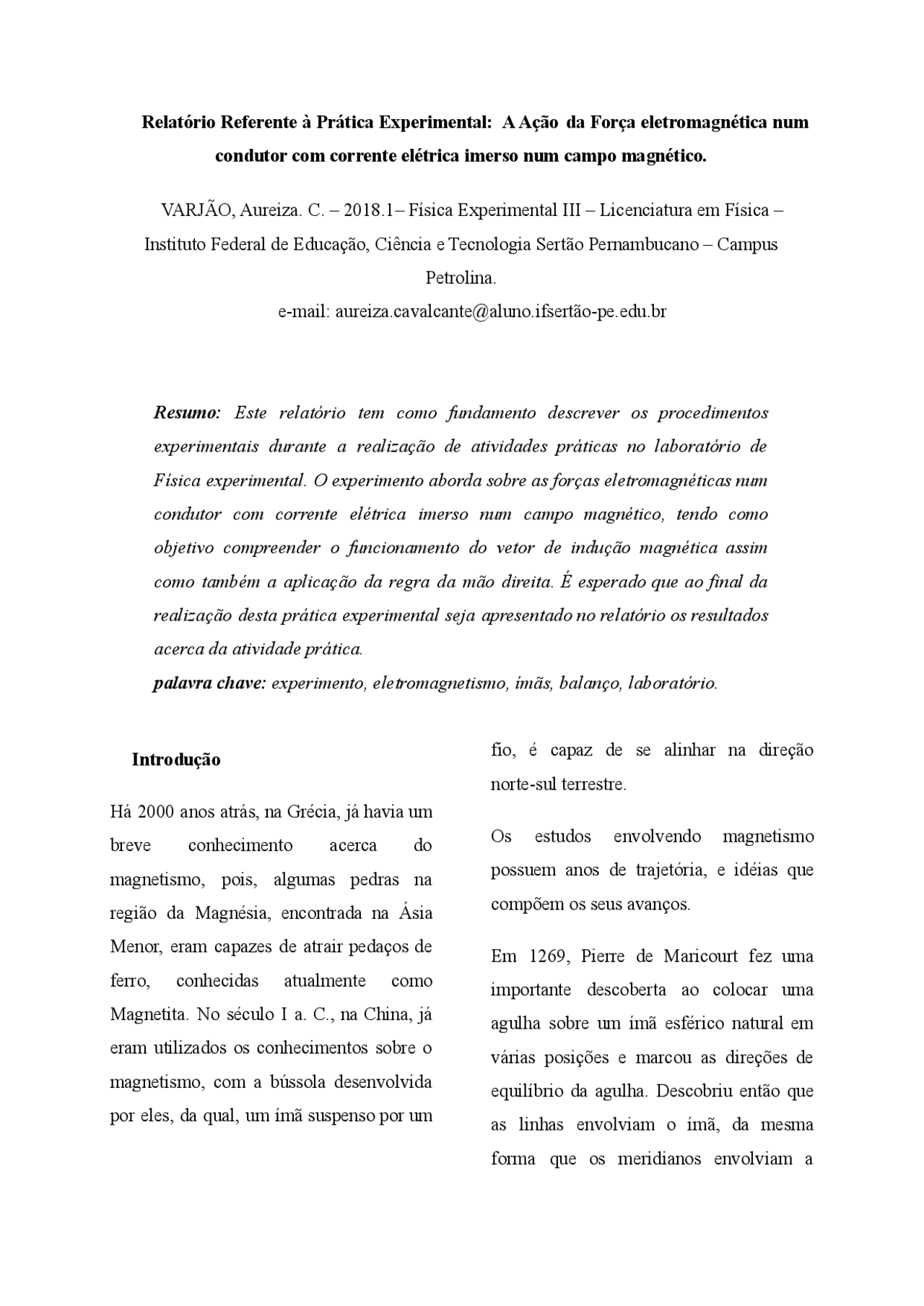 Relatório De Física Experimental Exercícios Física Experimental Docsity