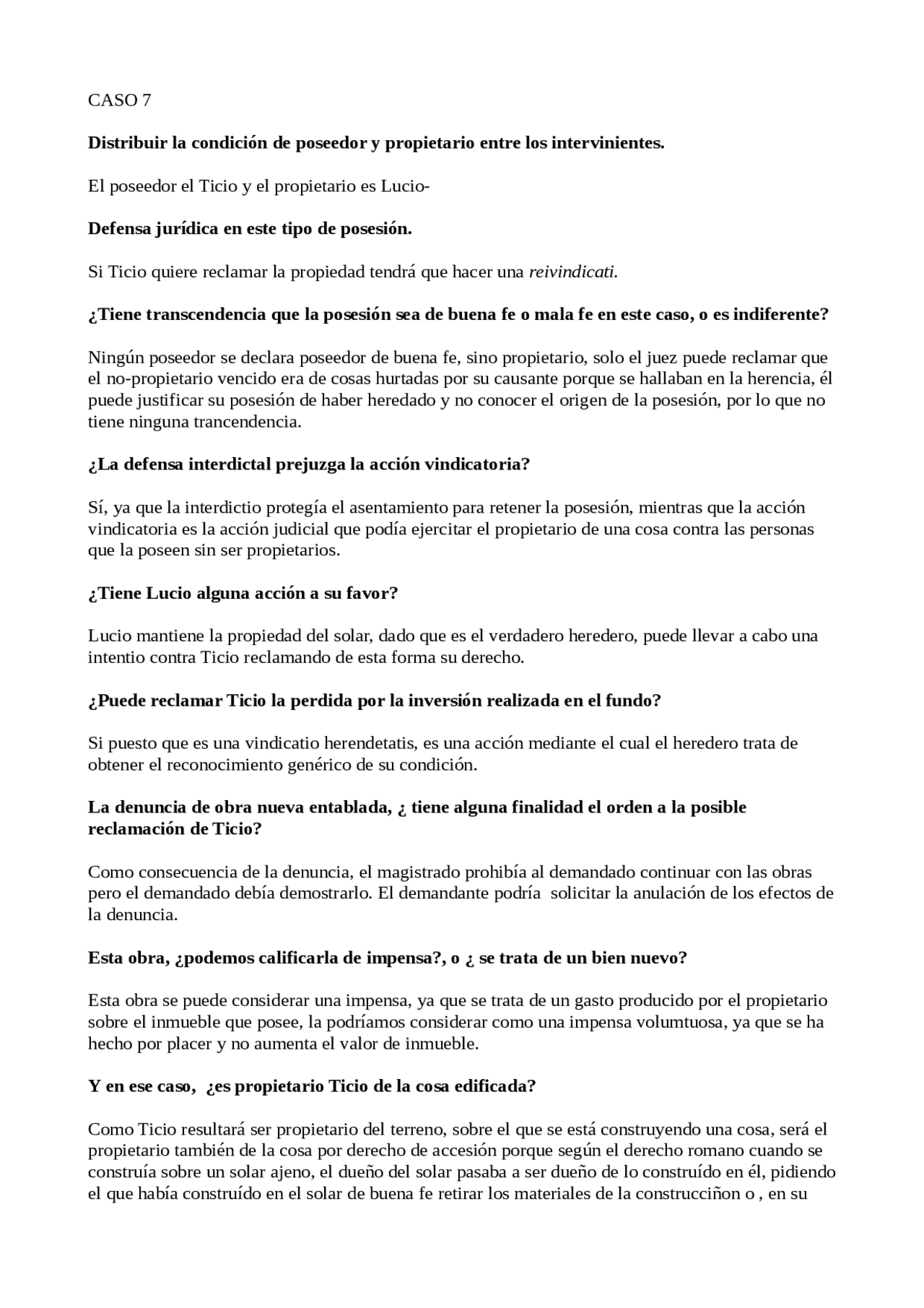 Caso Práctico Derecho Romano Docsity