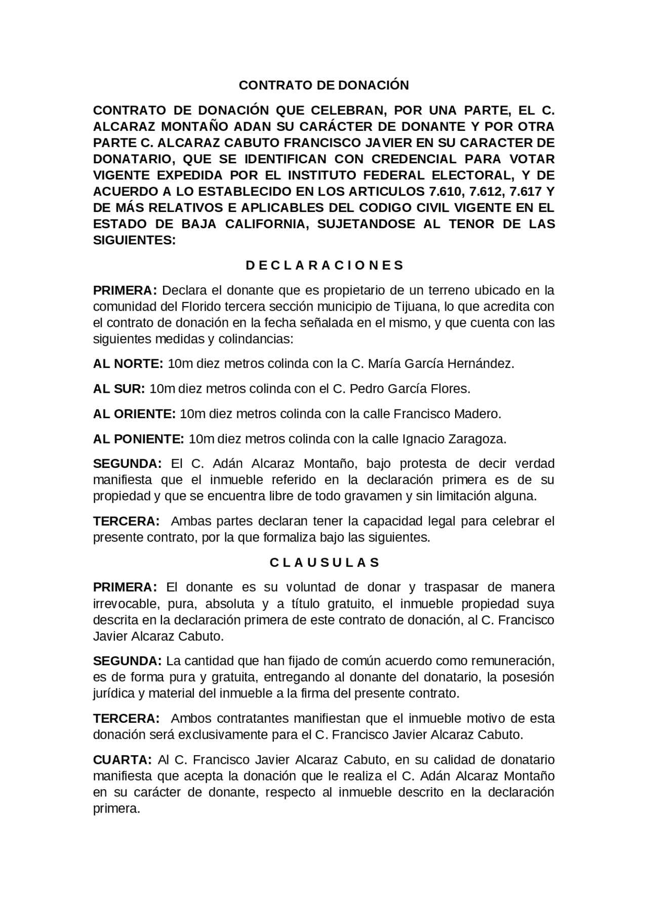Contrato De Donación Apuntes De Derecho Docsity