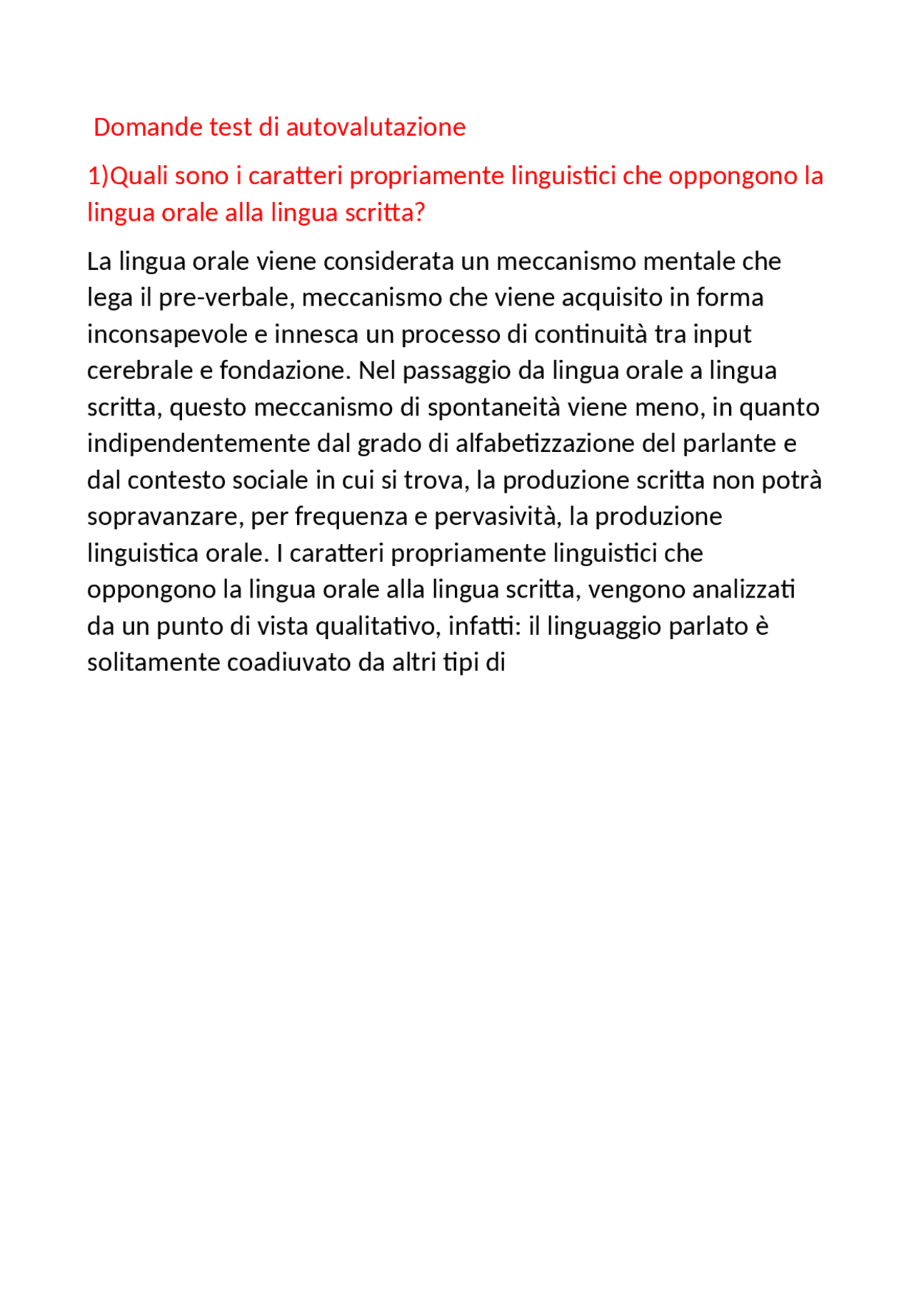 Test Autovalutazione Docsity