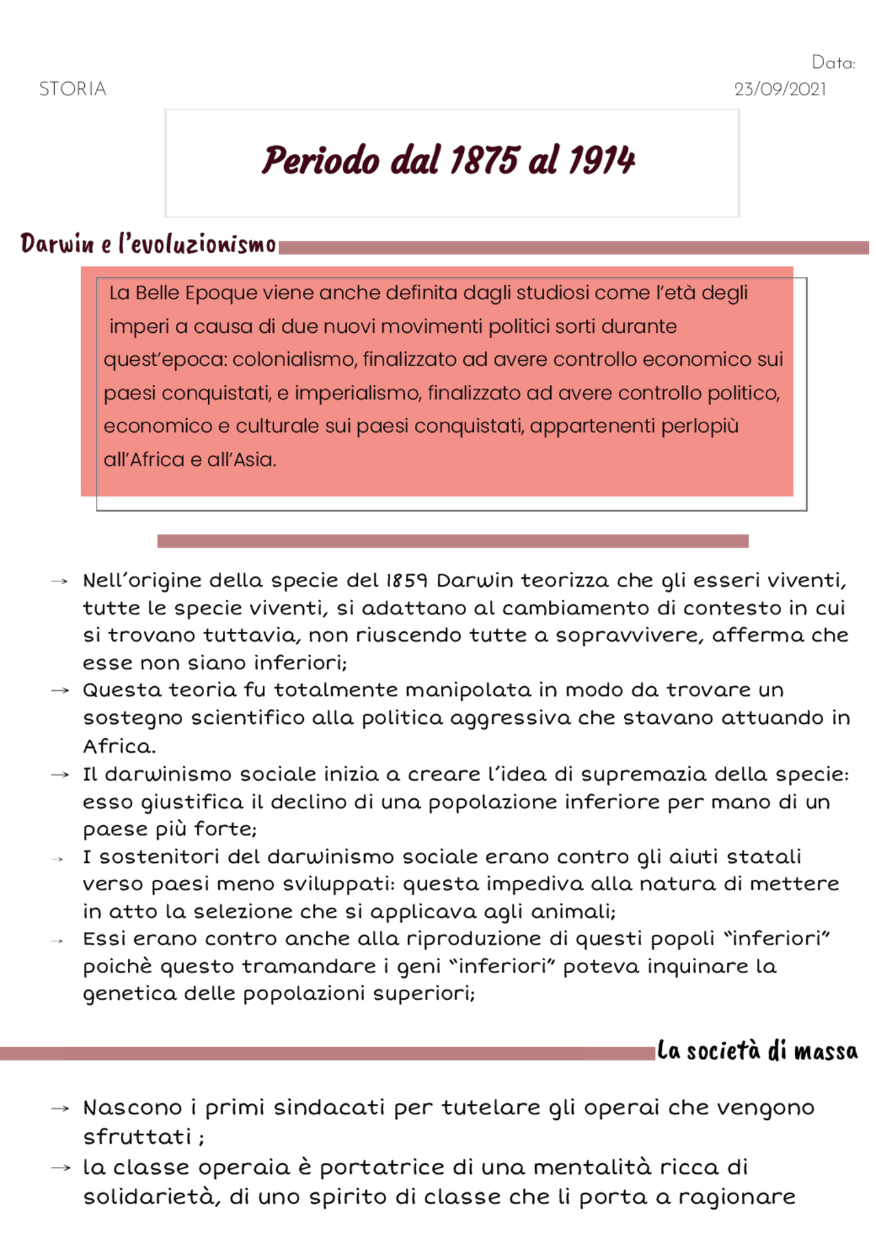 Storia La Belle Epoque 2 Appunti Di Storia Docsity