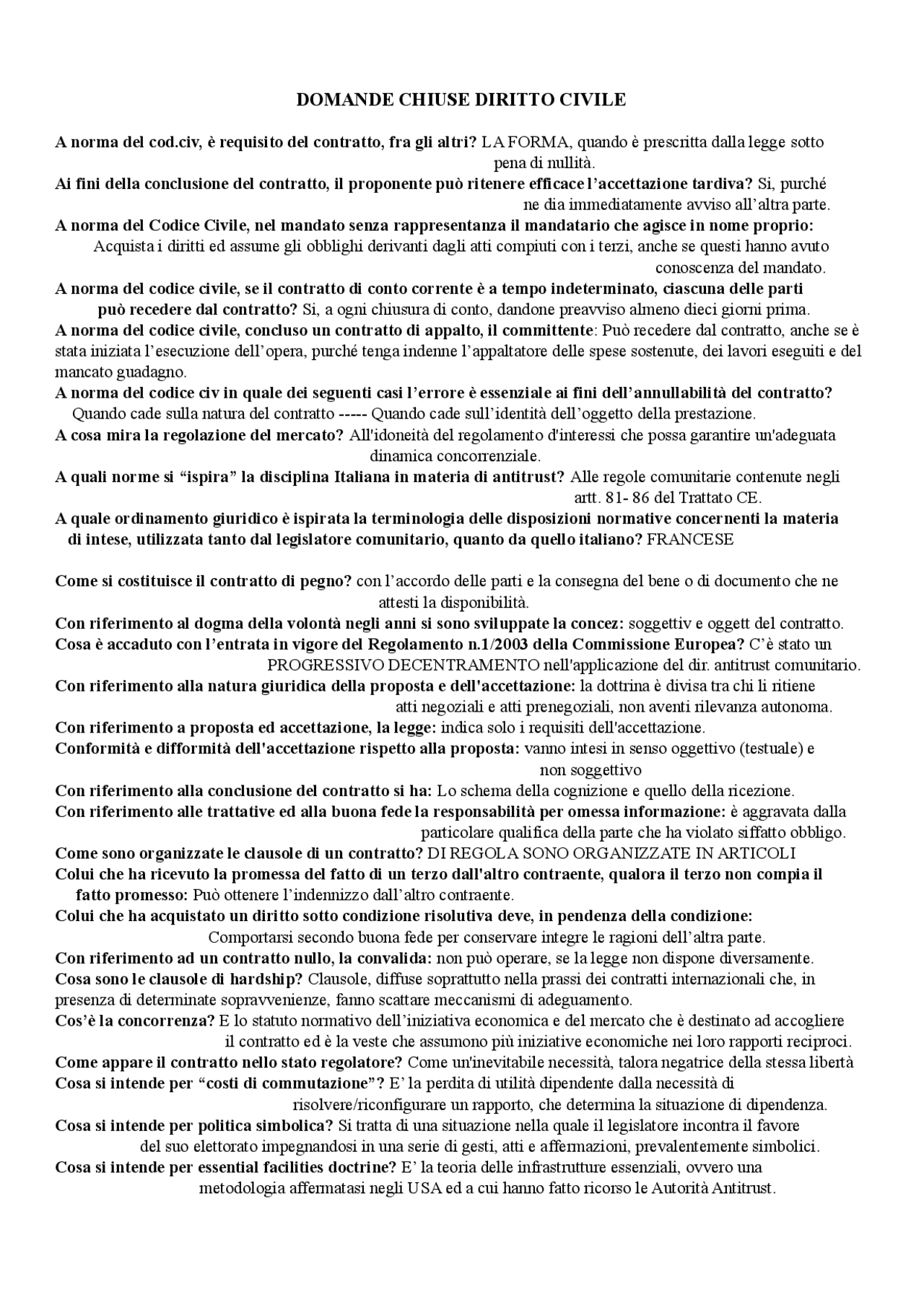 Paniere Diritto Civile Ecampus Prof Stincardini In Ordine Alfabetico