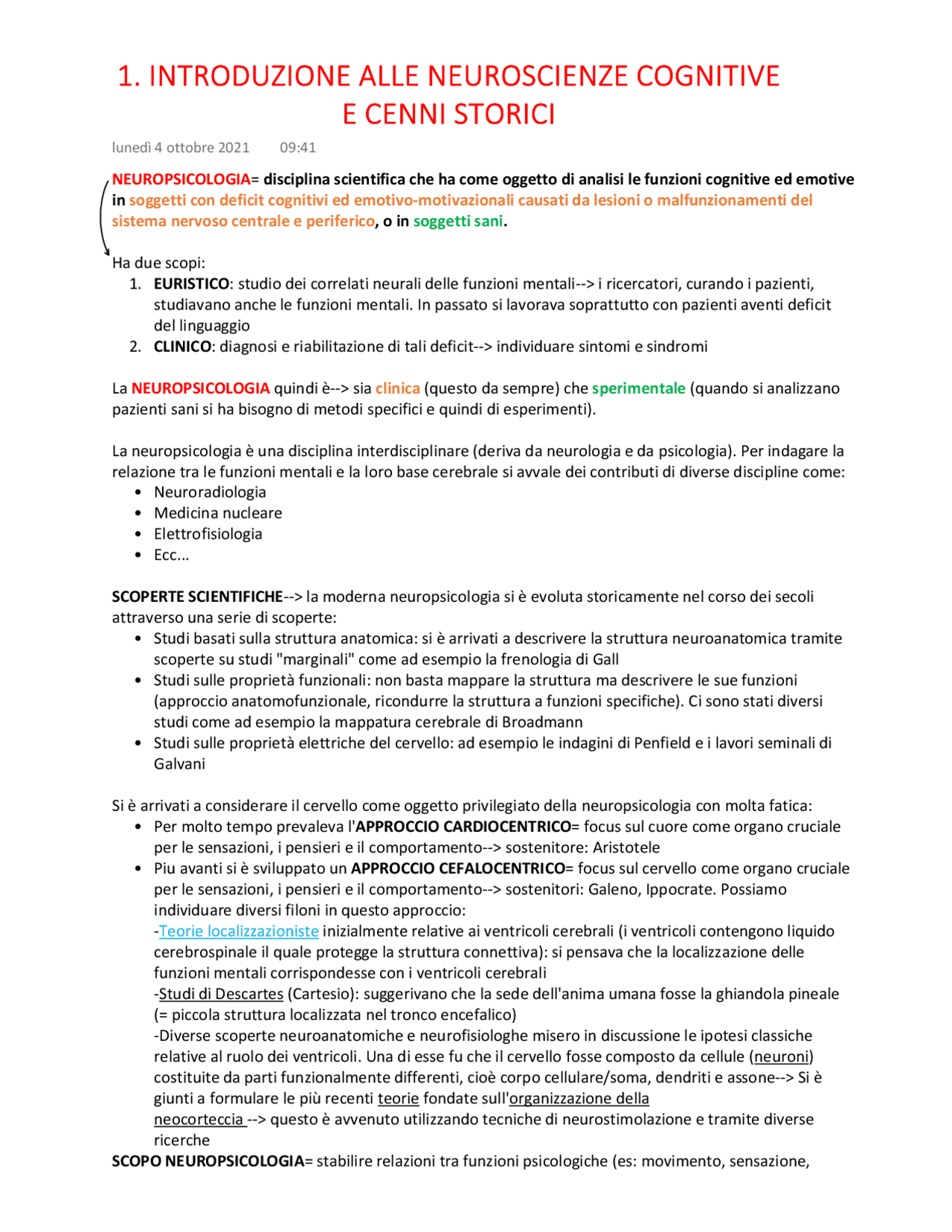 Appunti Di Psicofisiologia E Neuroscienze Cognitive Docsity