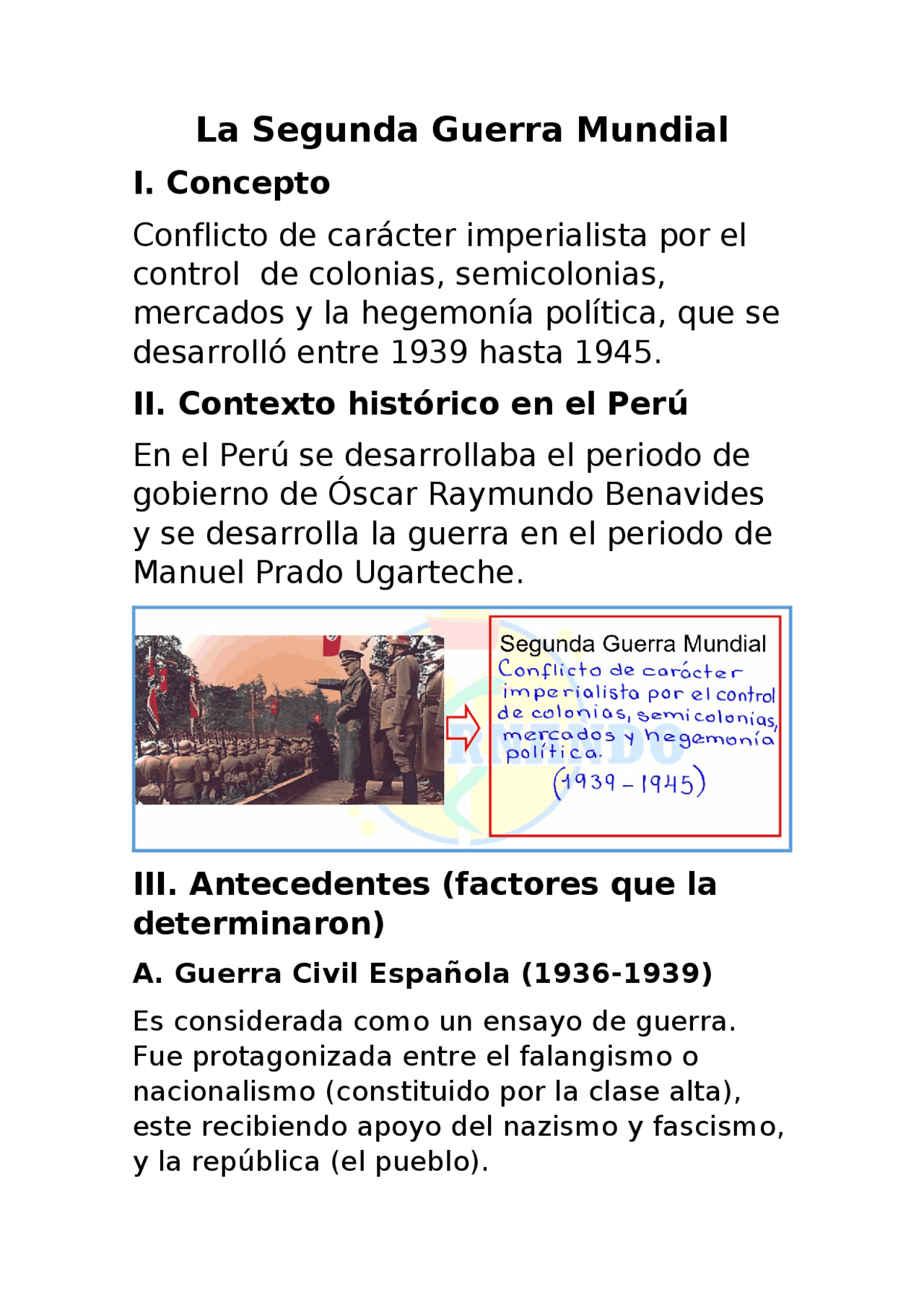 Segunda Guerra Mundial | Apuntes de Historia | Docsity