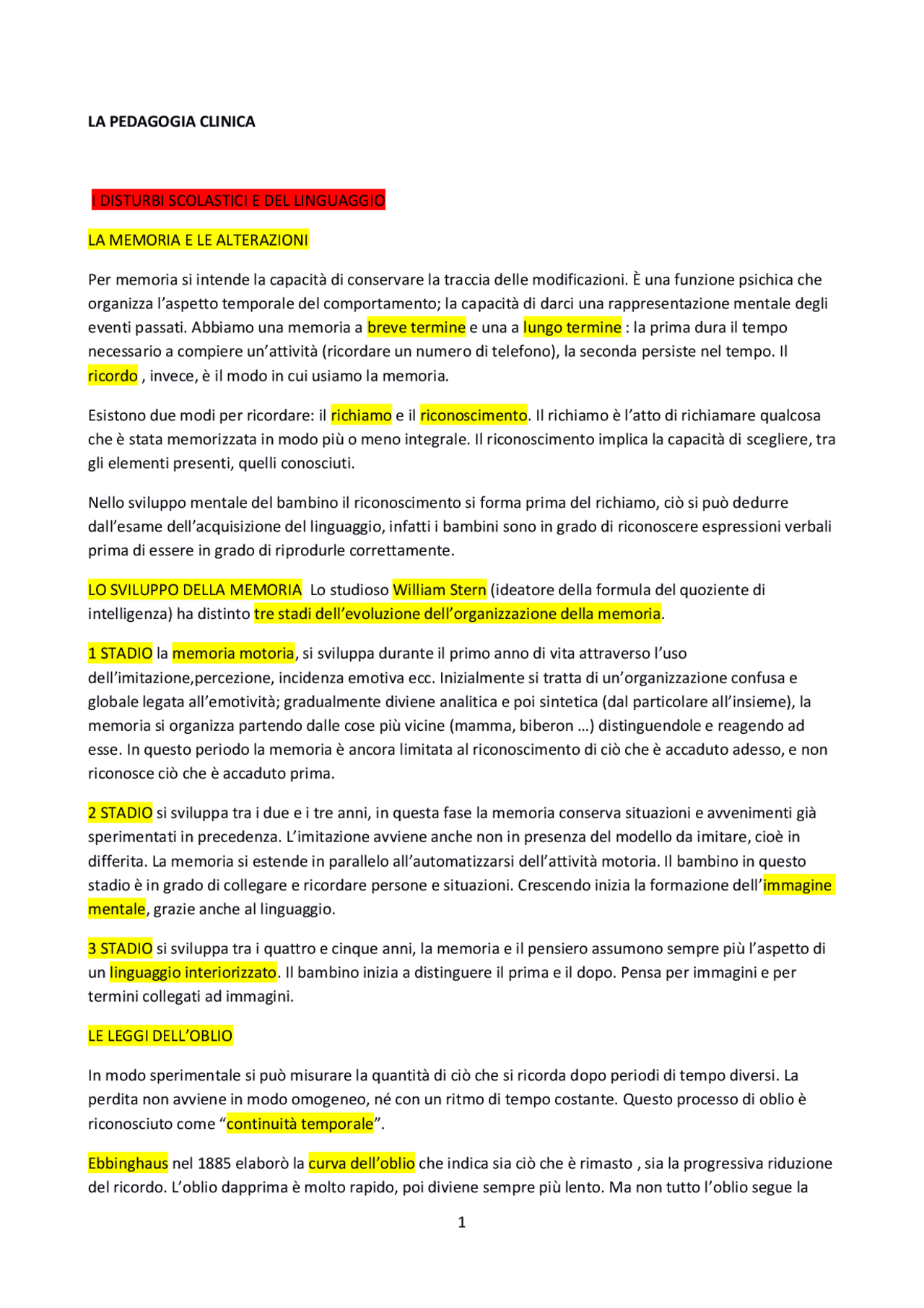 La Pedagogia Clinica Trisciuzzi Docsity